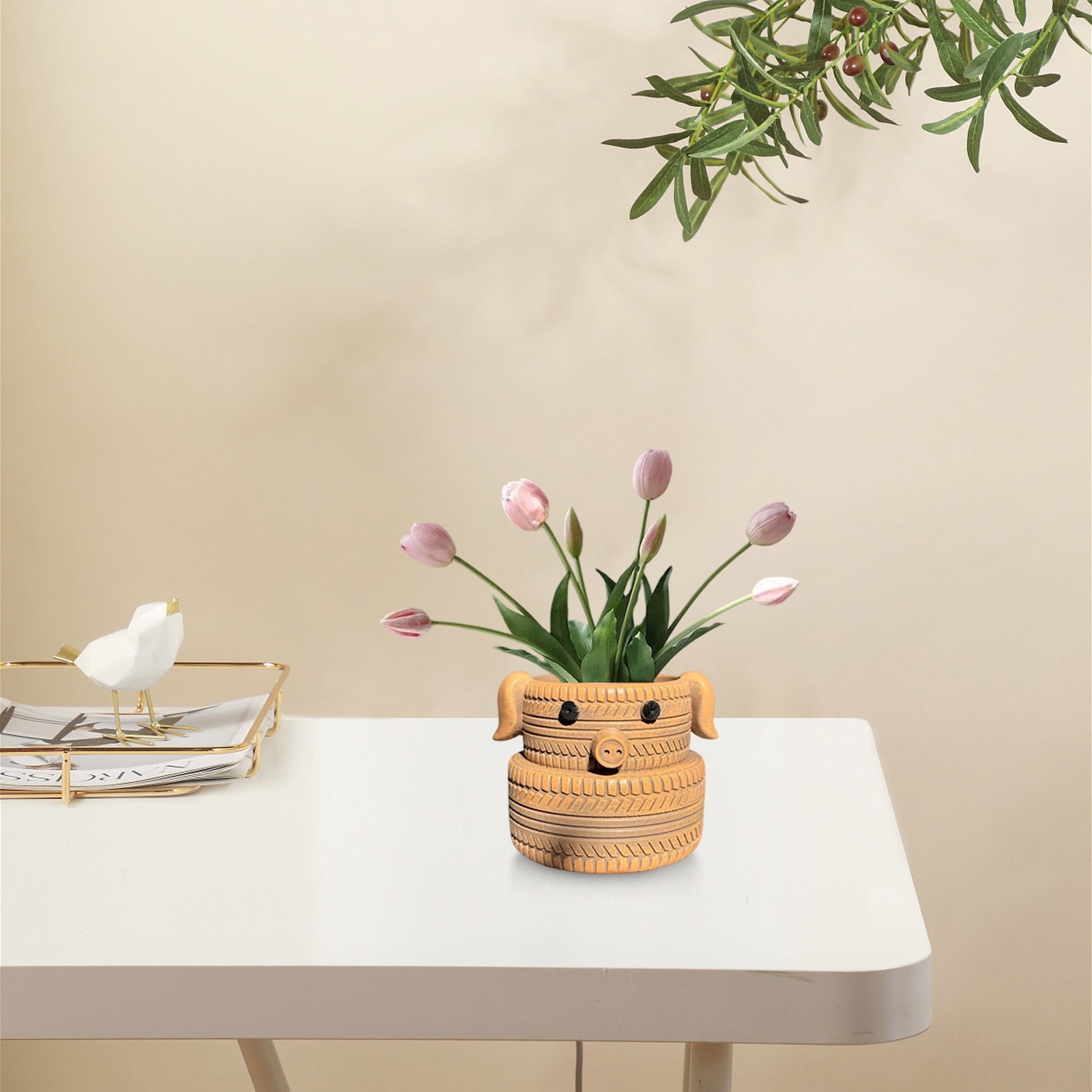 Resin Vase, Decorative Flower Vessel for Living Room Office, Small Size ...