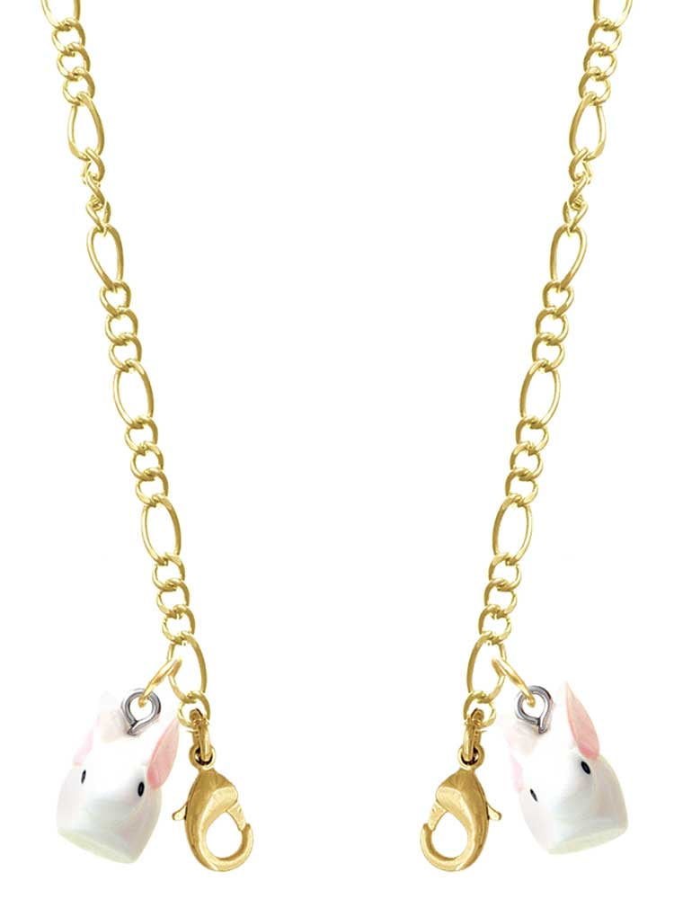 Resin White Big Ear Bunny Goldtone Face Mask Necklace - Walmart.com
