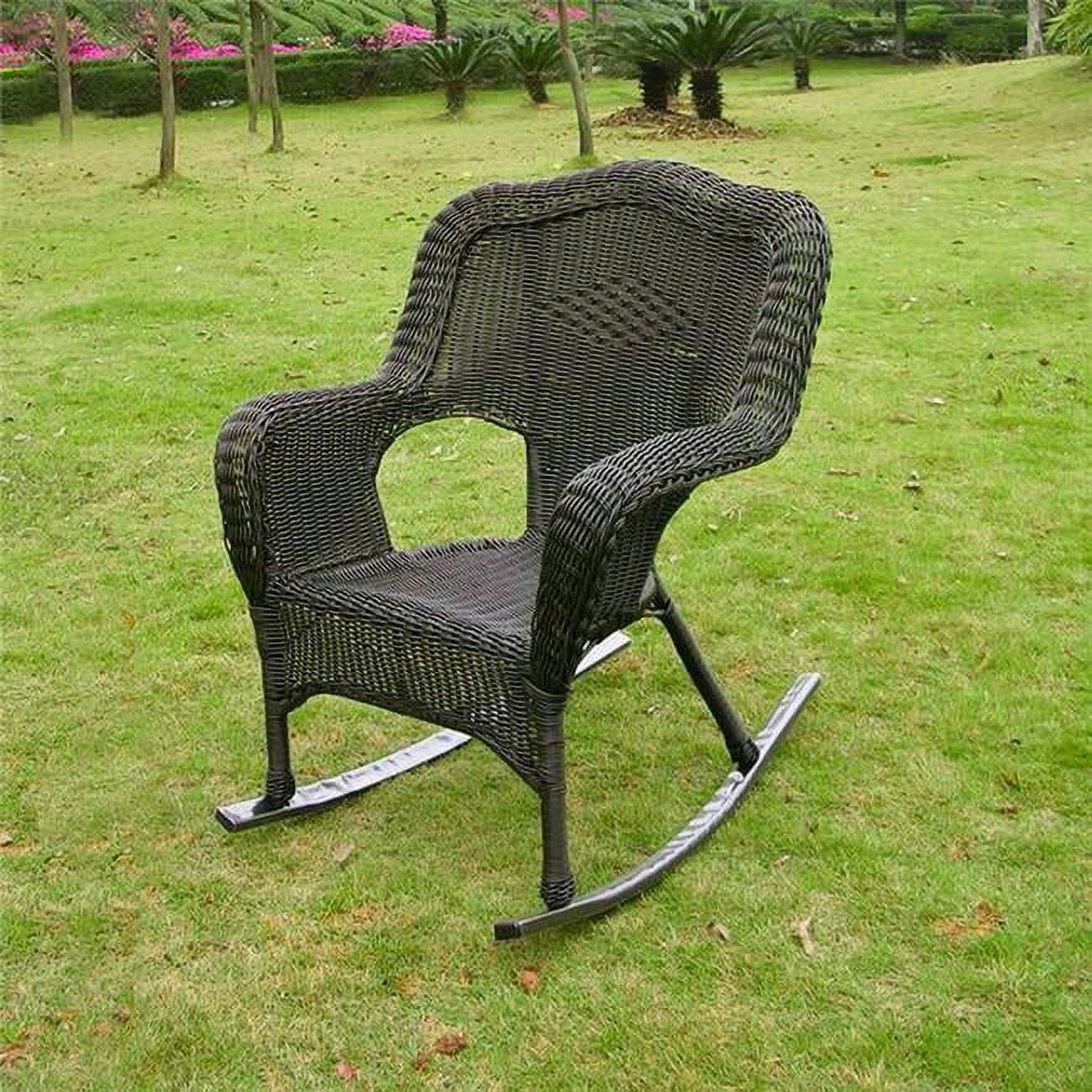 Resin Wicker Camel Back Rocking Chair, Antique Black - Set of 2 ...