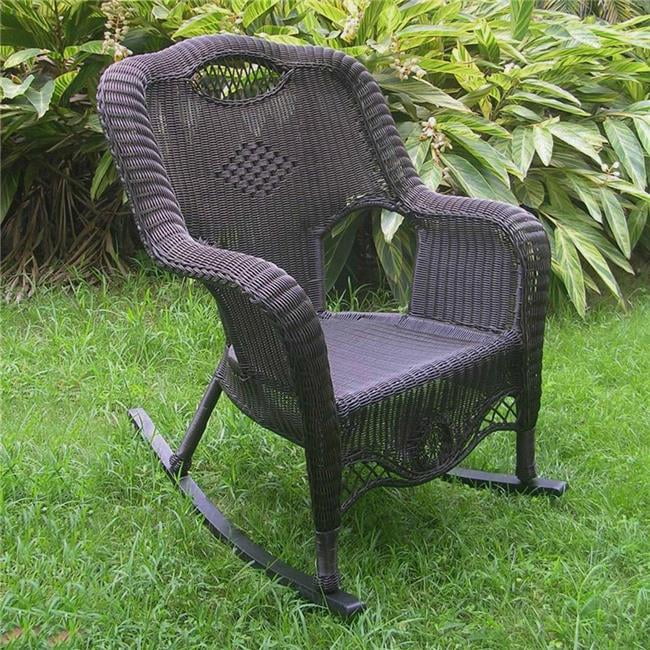 Resin Wicker Indoor & Outdoor Rocker, Antique Black - Walmart.com