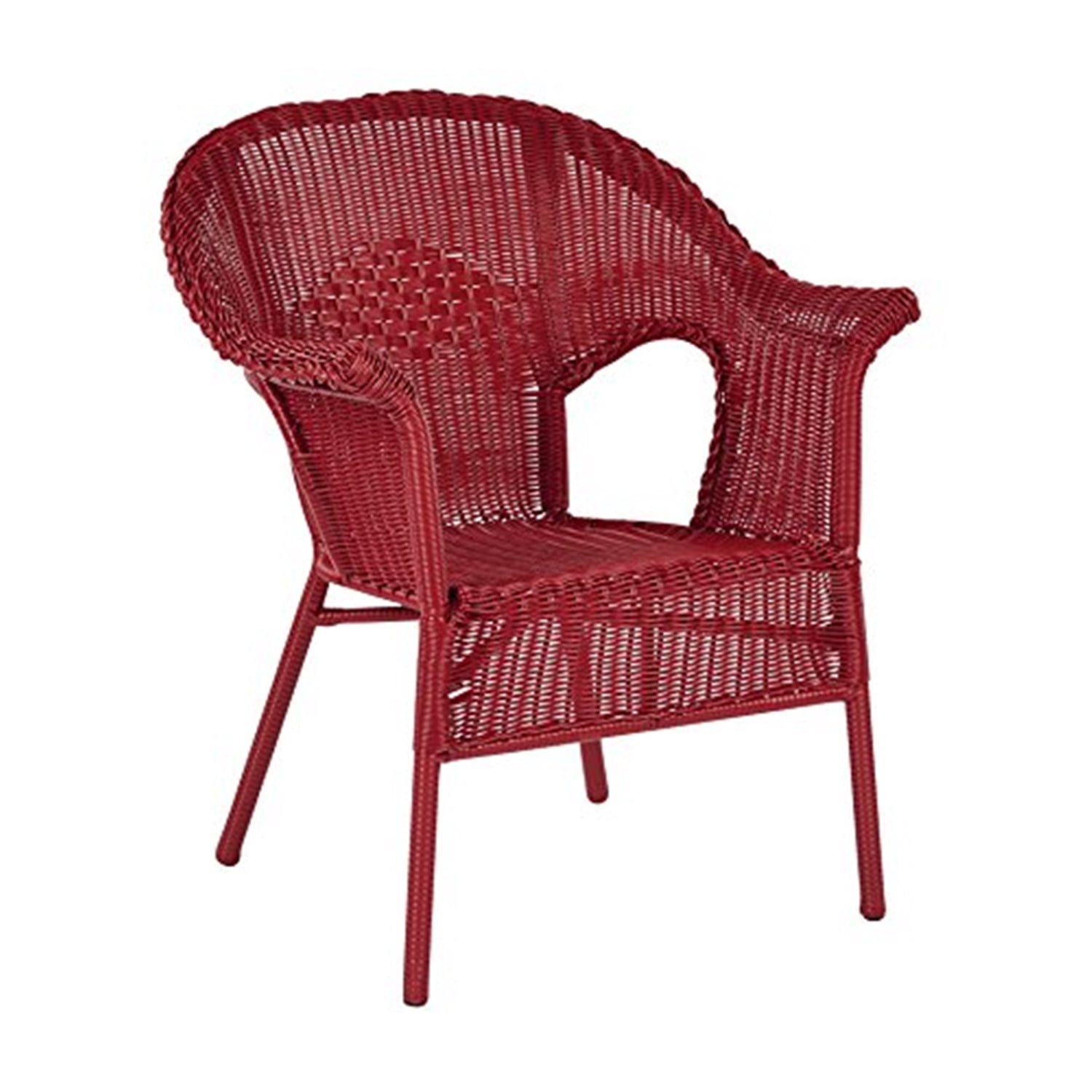 Resin Wicker Outdoor Tulip Chair in Red Finish, Fully Assembled ...