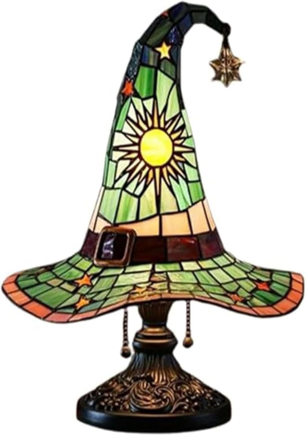 Resin Witch Hat Lamp Stained Glass, Handmade Hat Lights with Mystical ...