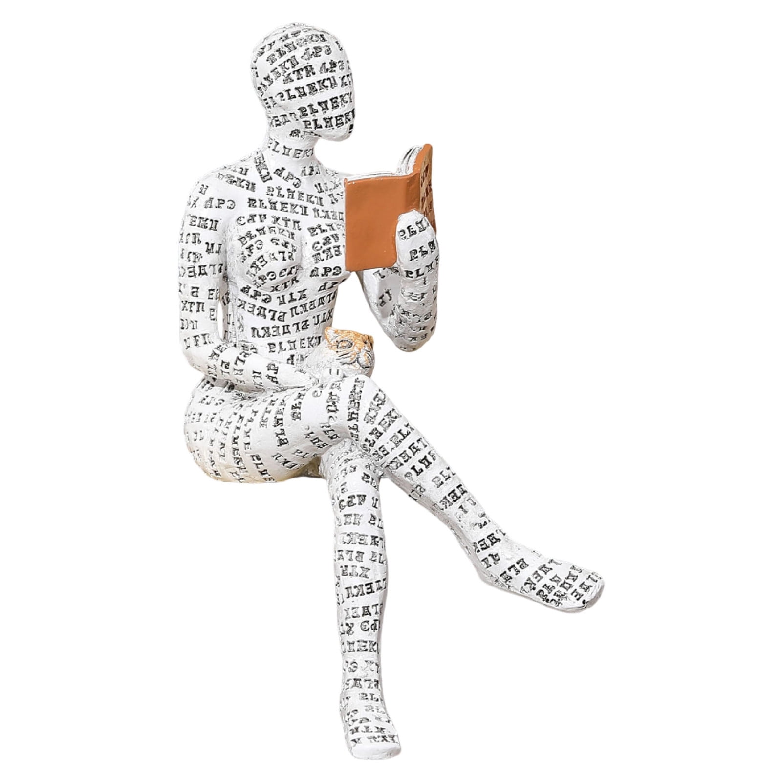 Resin Woman Reading Sculpture - Bookshelf Decor for Hallway & Living Room, Classic Design ...