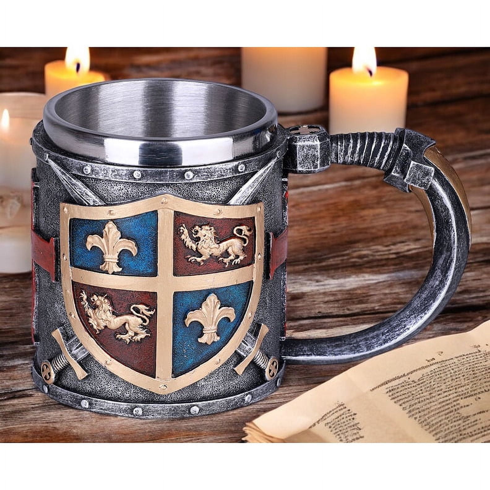 Resin and Stainless Steel Medieval Mug, Gift for Him, Beer Mug ...