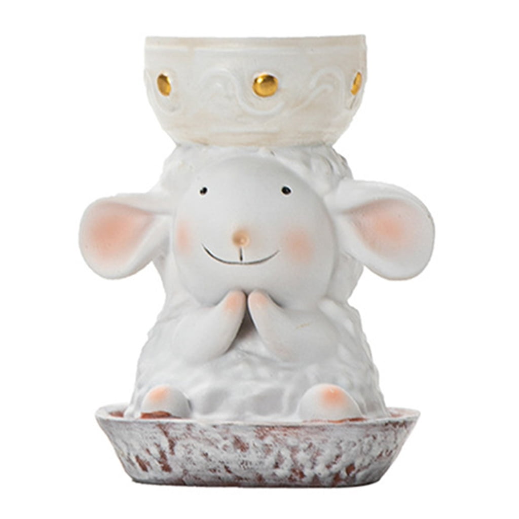 Resins Candle Stand Cartoon Sheep Lamb Candlestick Holiday Centerpieces ...