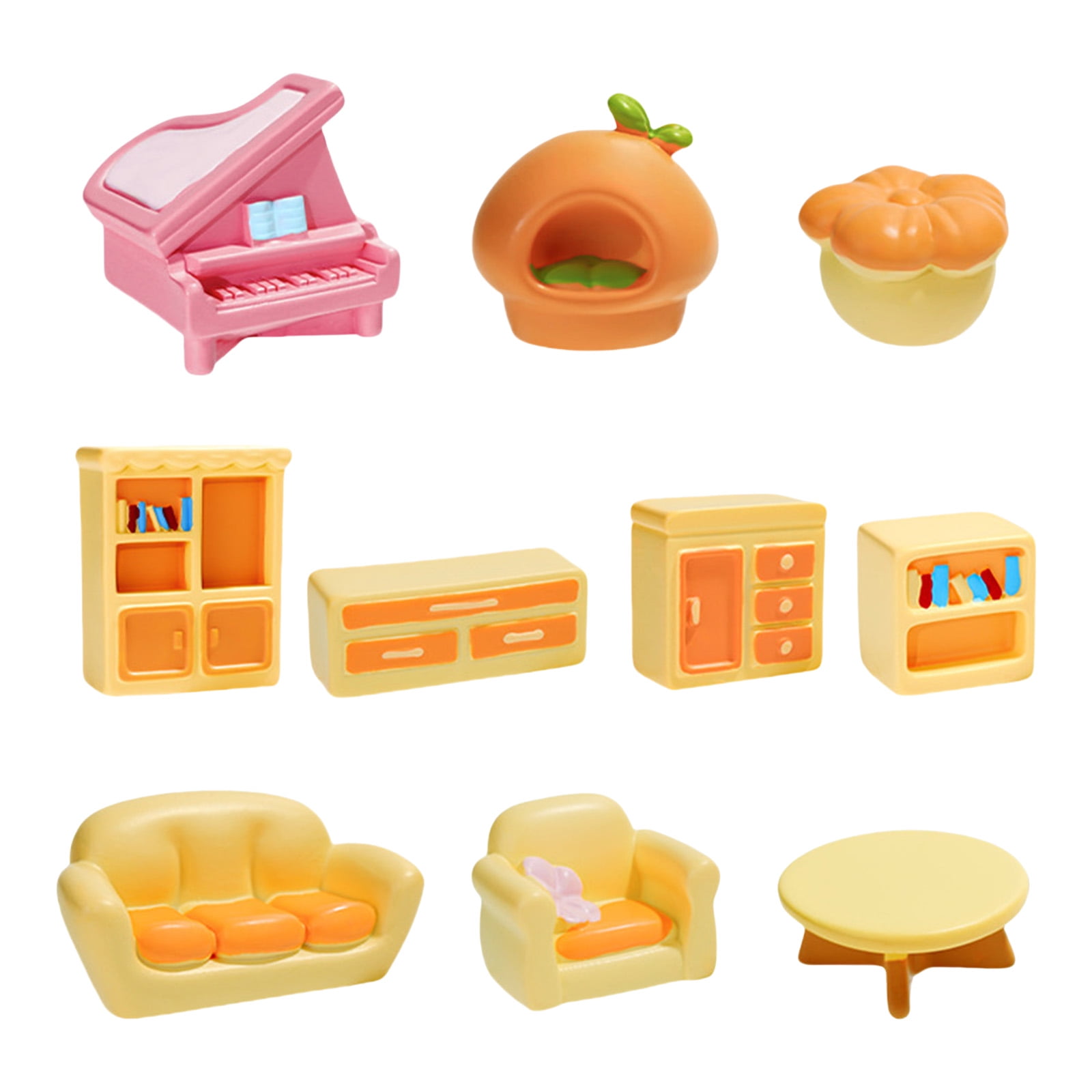 Resins Miniature Sofa Table Cabinet Figurines Set 10Pieces Living Room ...