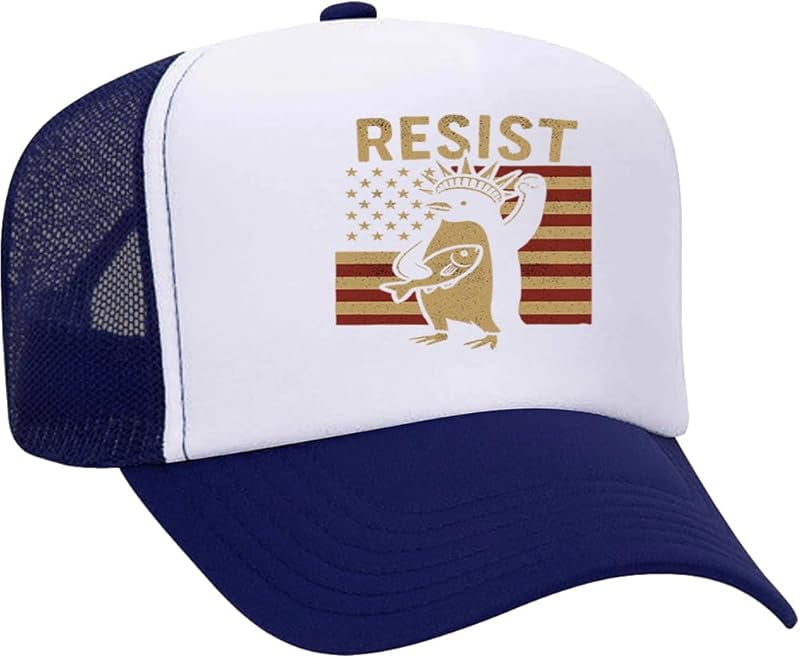 Resist Penguin Activism Graphic Design Hat Penguins Against Tariffs Cap ...