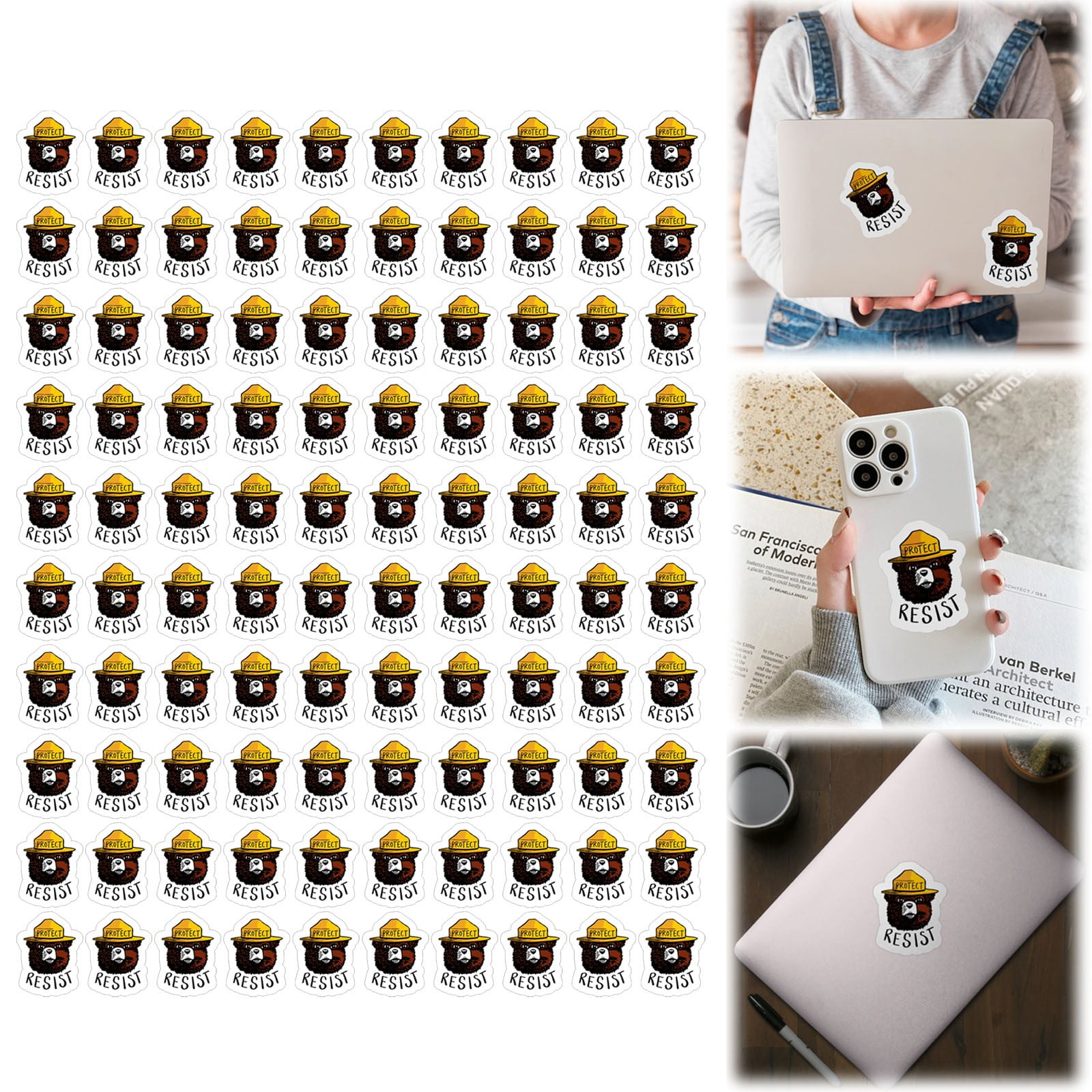 Resist Sticker Vinyl Decal Bumper Sticker 5" Bear Resist Resistance ...