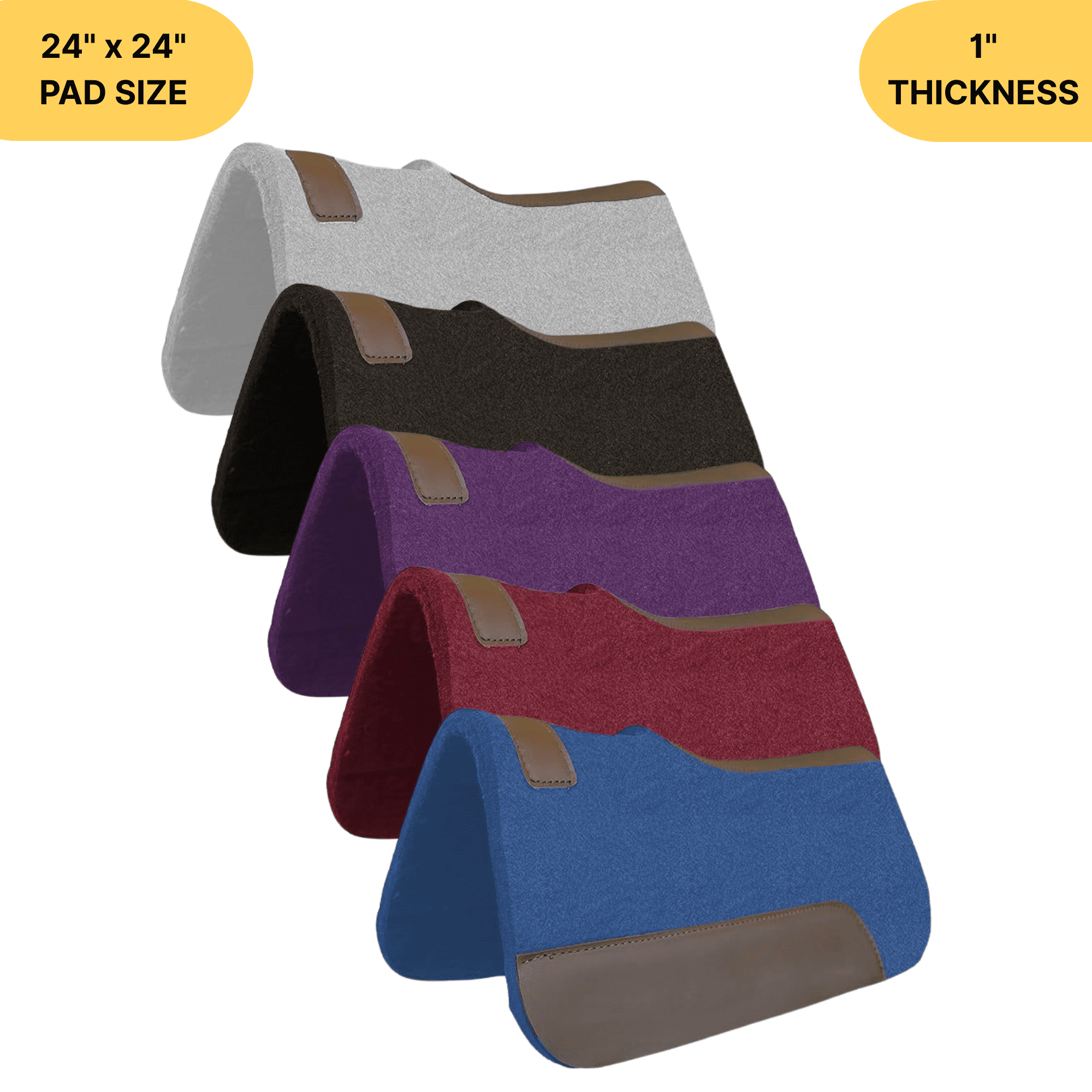 Resistance 24"x24" Pony Felt Saddle Pad with Wear Leathers | 1" Thick | Shock-Absorbing ...