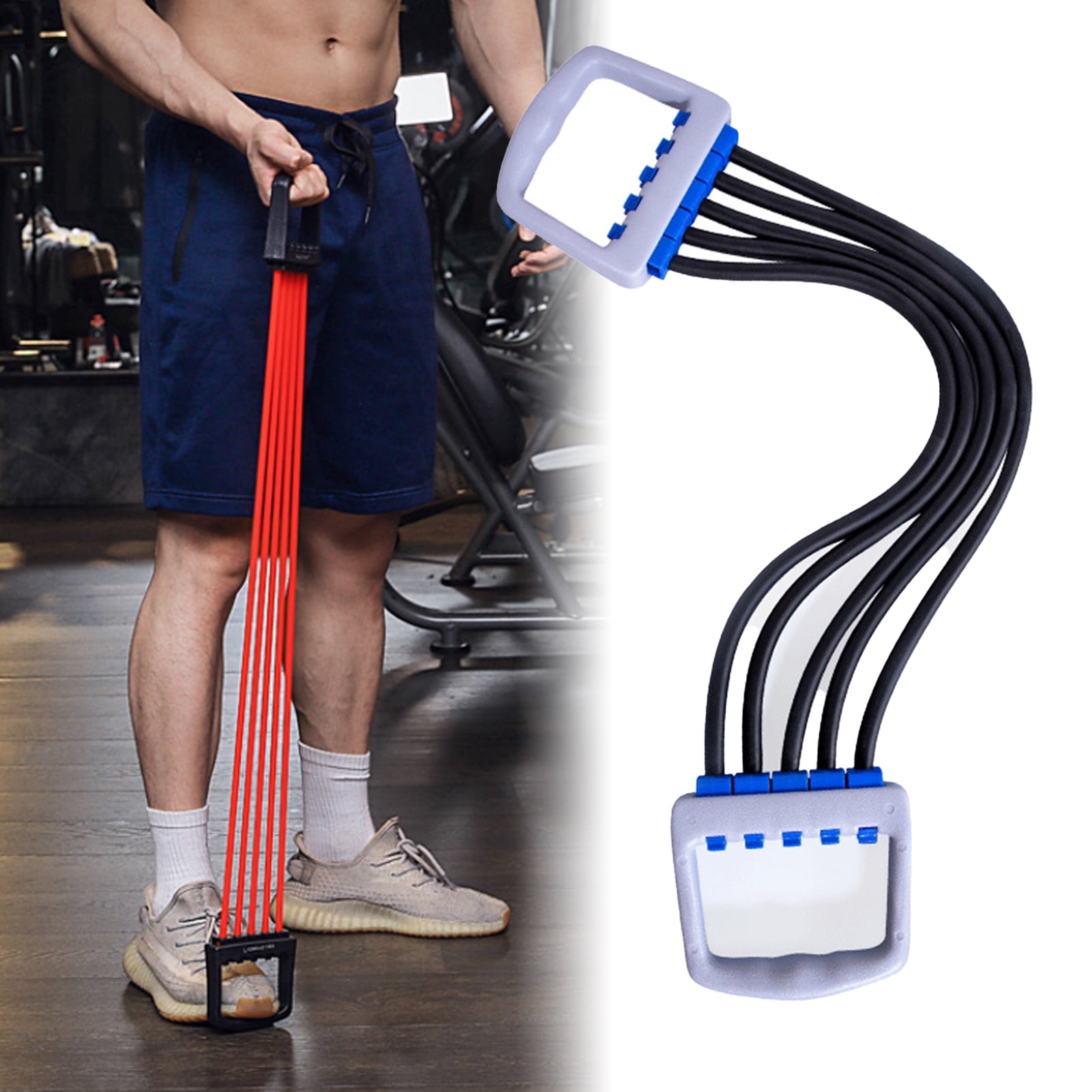 Resistance Band 5 Tubes Non-slip Handle High-Elasticity Good Resilience ...