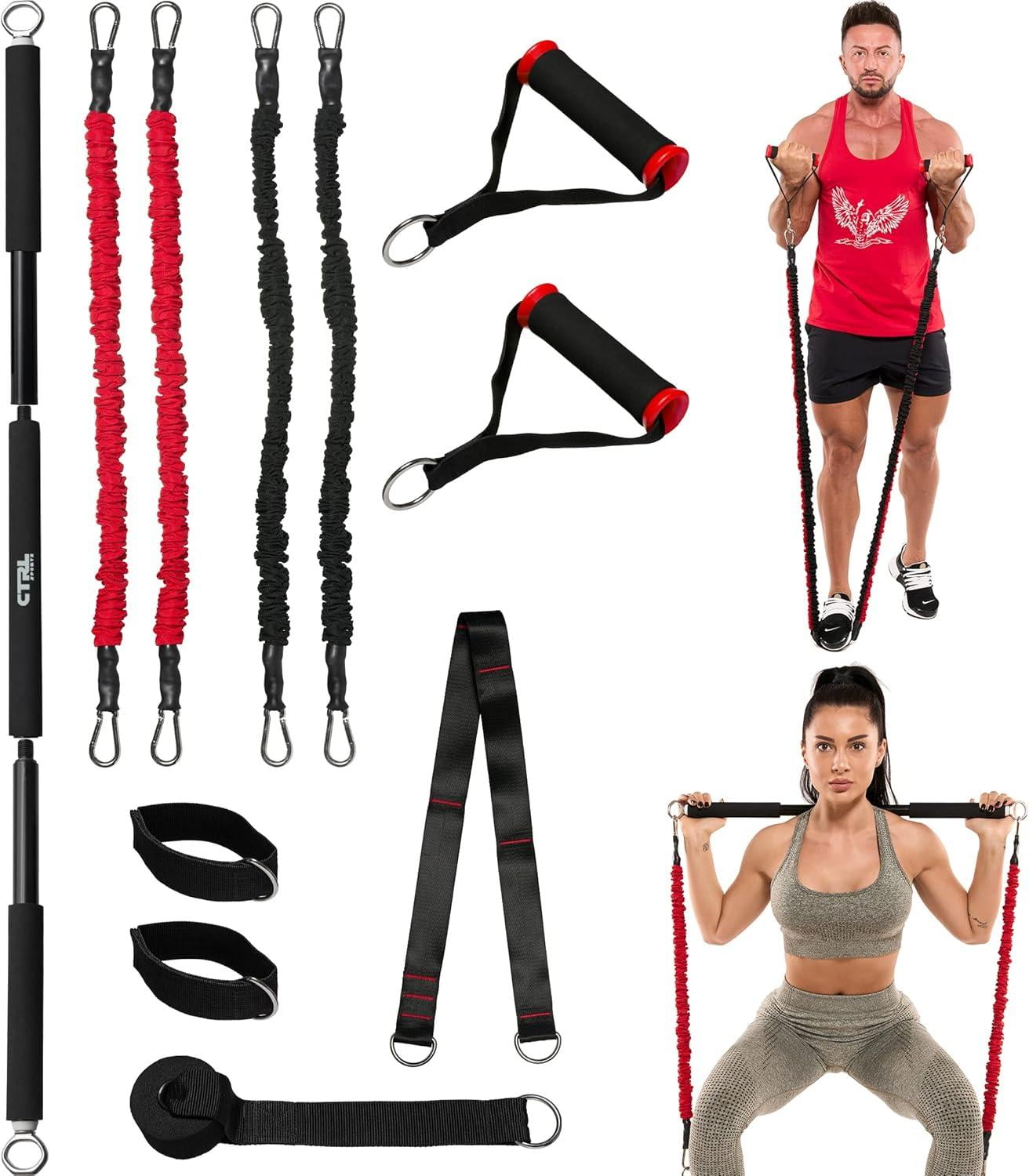 Resistance Band Bar for Fitness - Workout for Exercise, Squat, Biceps ...