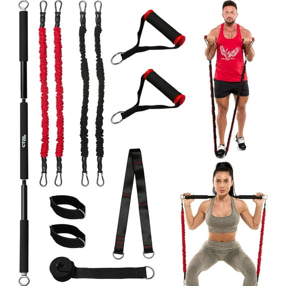 Resistance Band Bar for Fitness - Workout for Exercise, Squat, Biceps ...