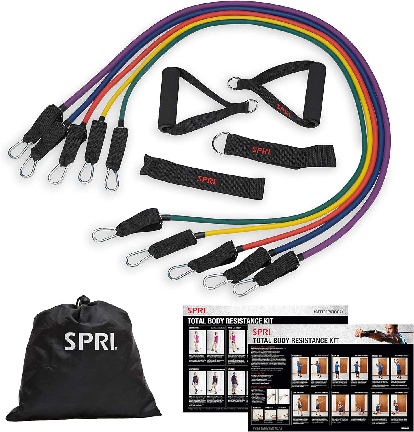 Resistance Band Kit - Full Body Toning System with 5 Adjustable Bands ...