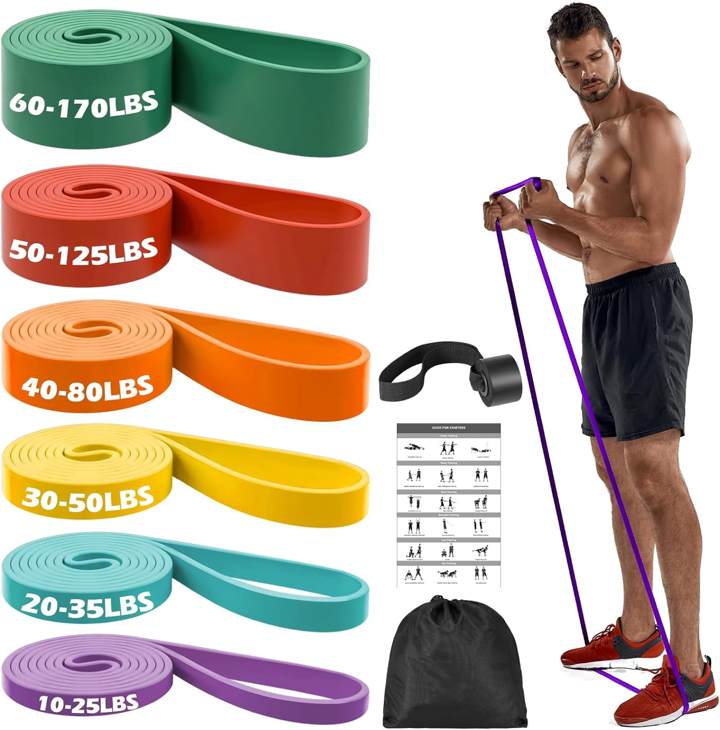 Resistance Bands, 6 Resistance Levels Pull Up Assistance Bands ...