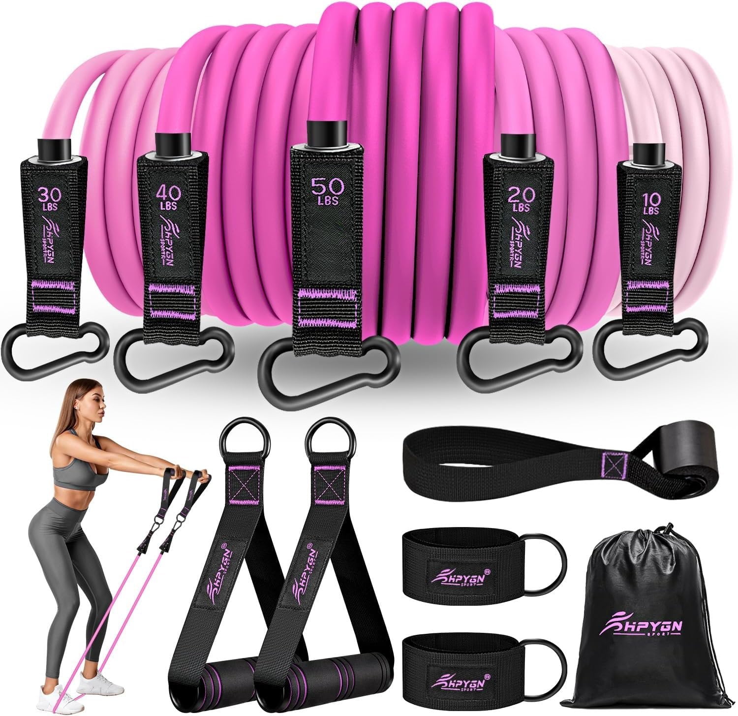 Resistance Bands, Exercise Bands with Handles, Fitness Bands, Workout ...