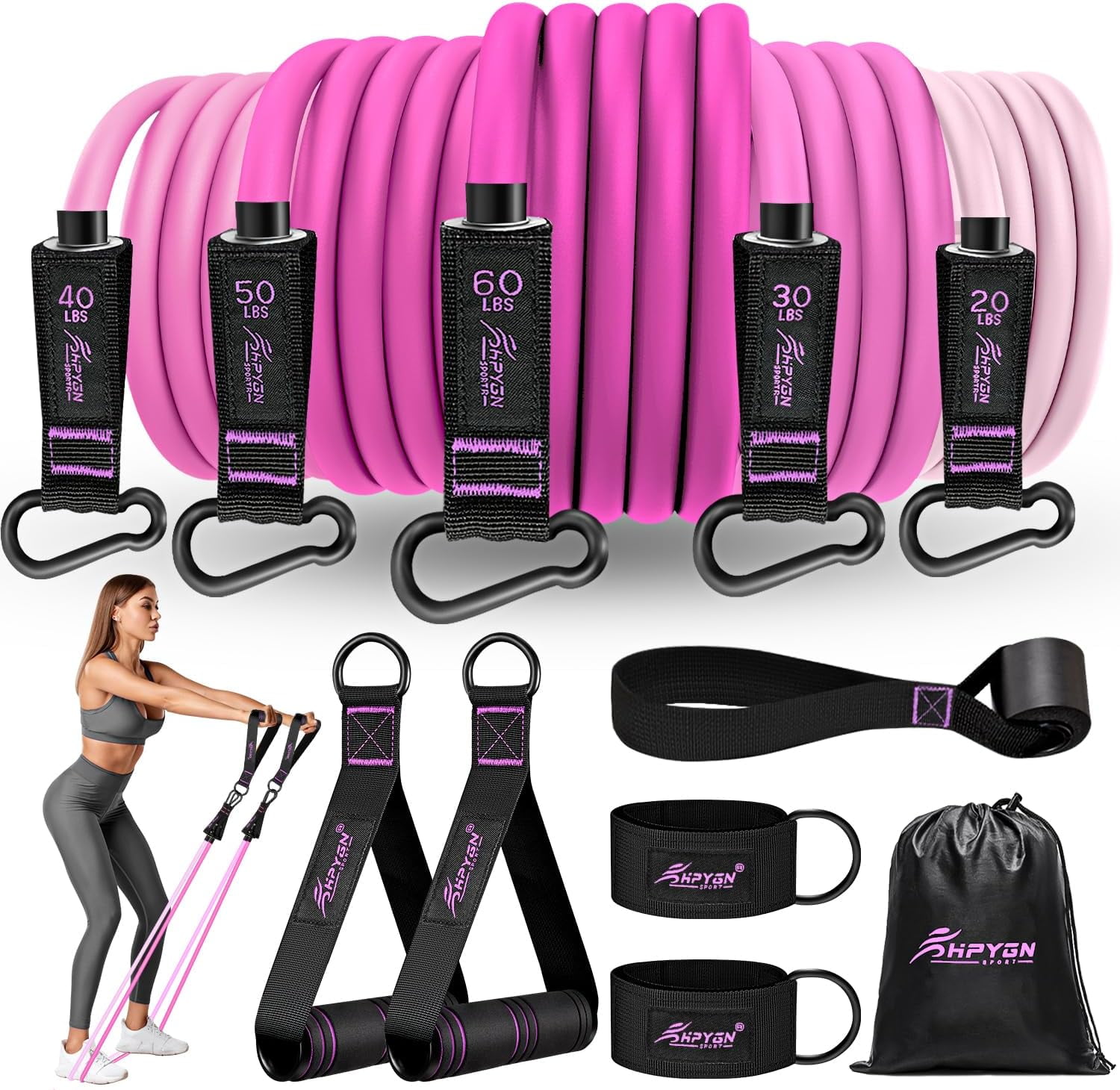 Resistance Bands, Exercise Bands with Handles, Fitness Bands, Workout ...