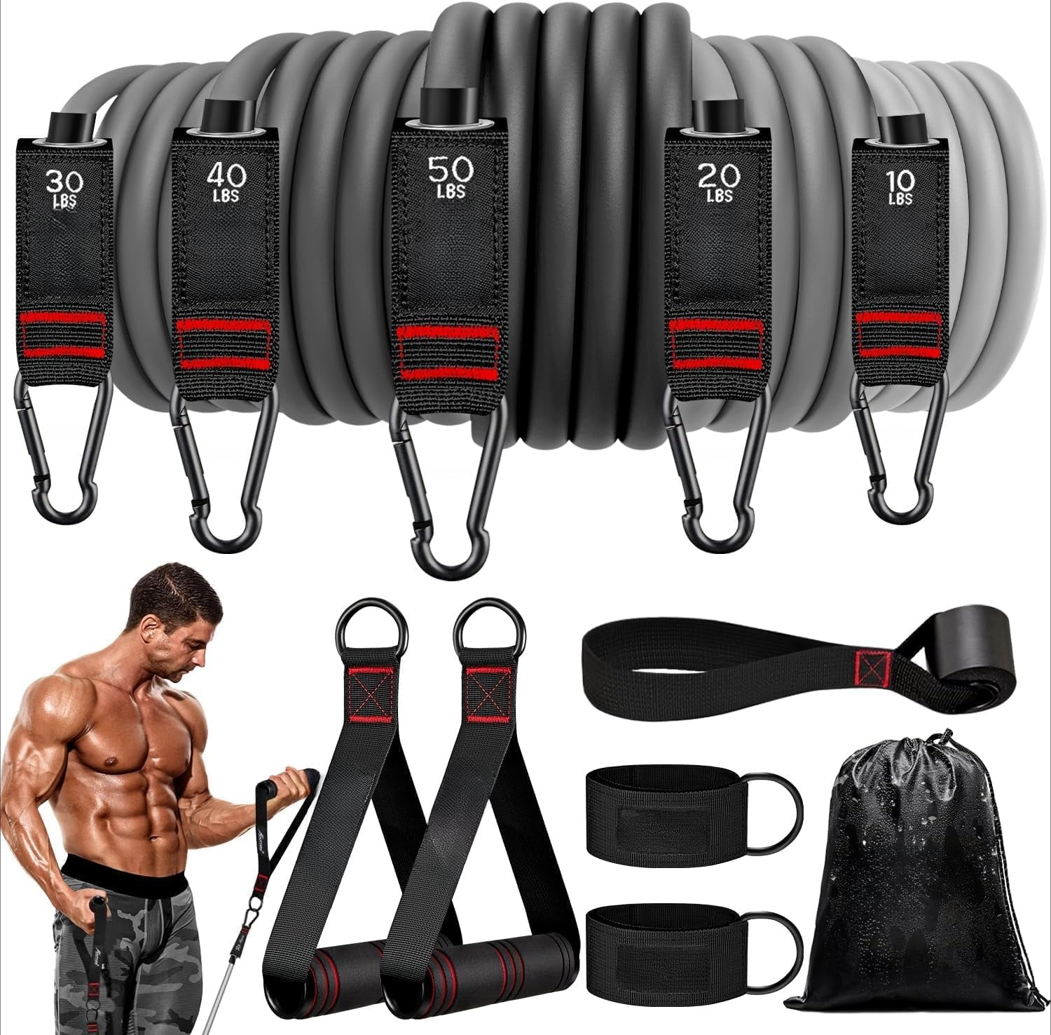Resistance Bands, Exercise Bands with Handles, Fitness Bands, Workout ...