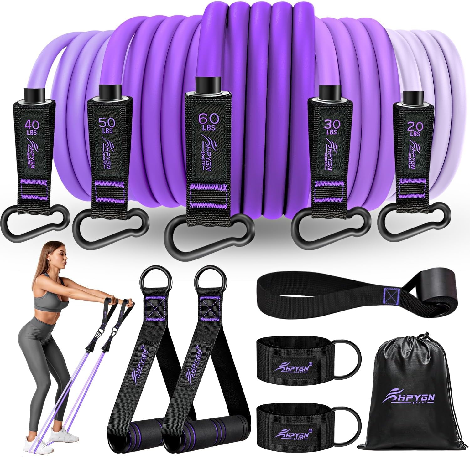 Resistance Bands, Exercise Bands with Handles, Fitness Bands, Workout ...