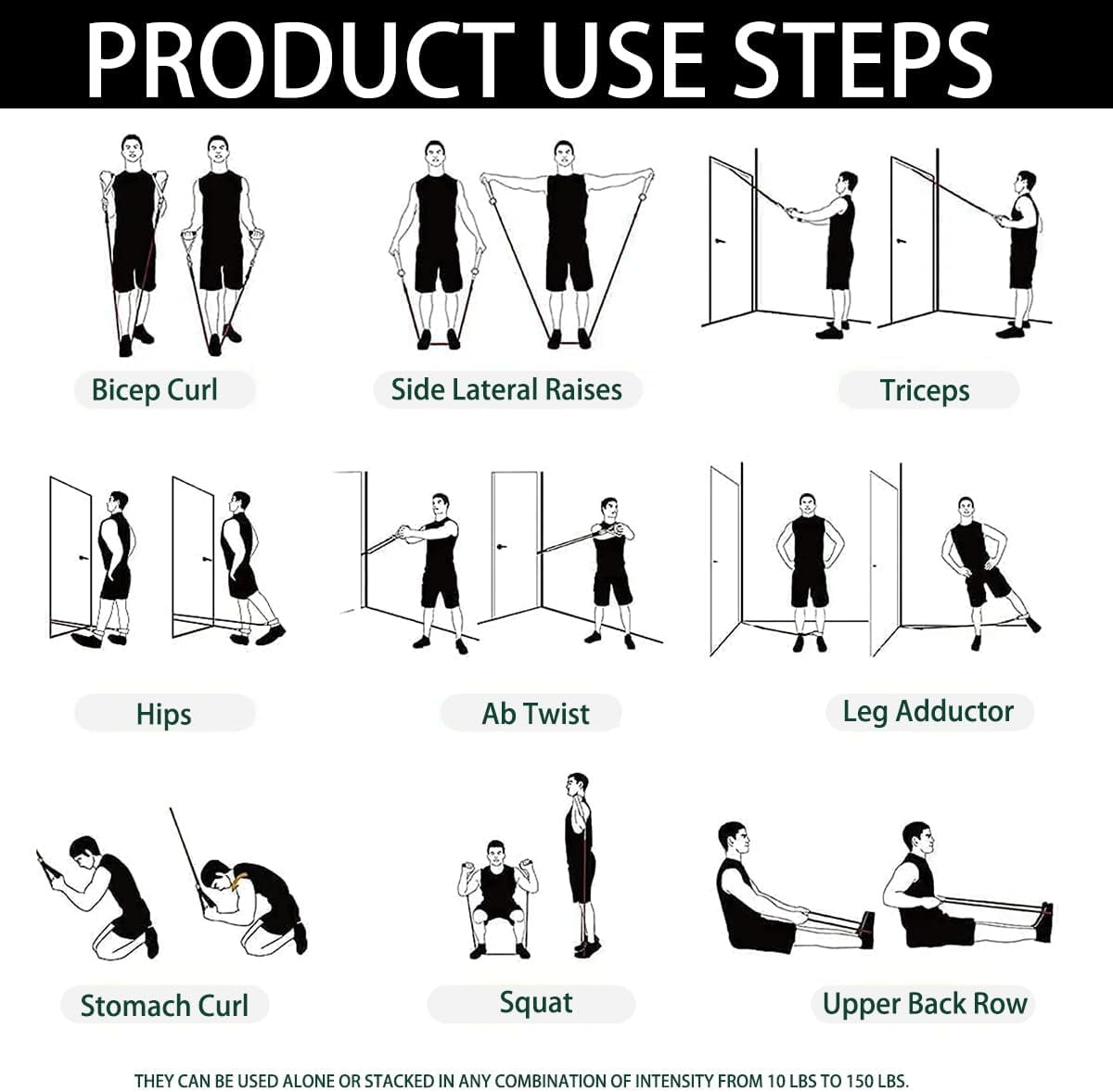 Resistance Bands with Handles, Single Resistance Bands, Exercise Bands ...