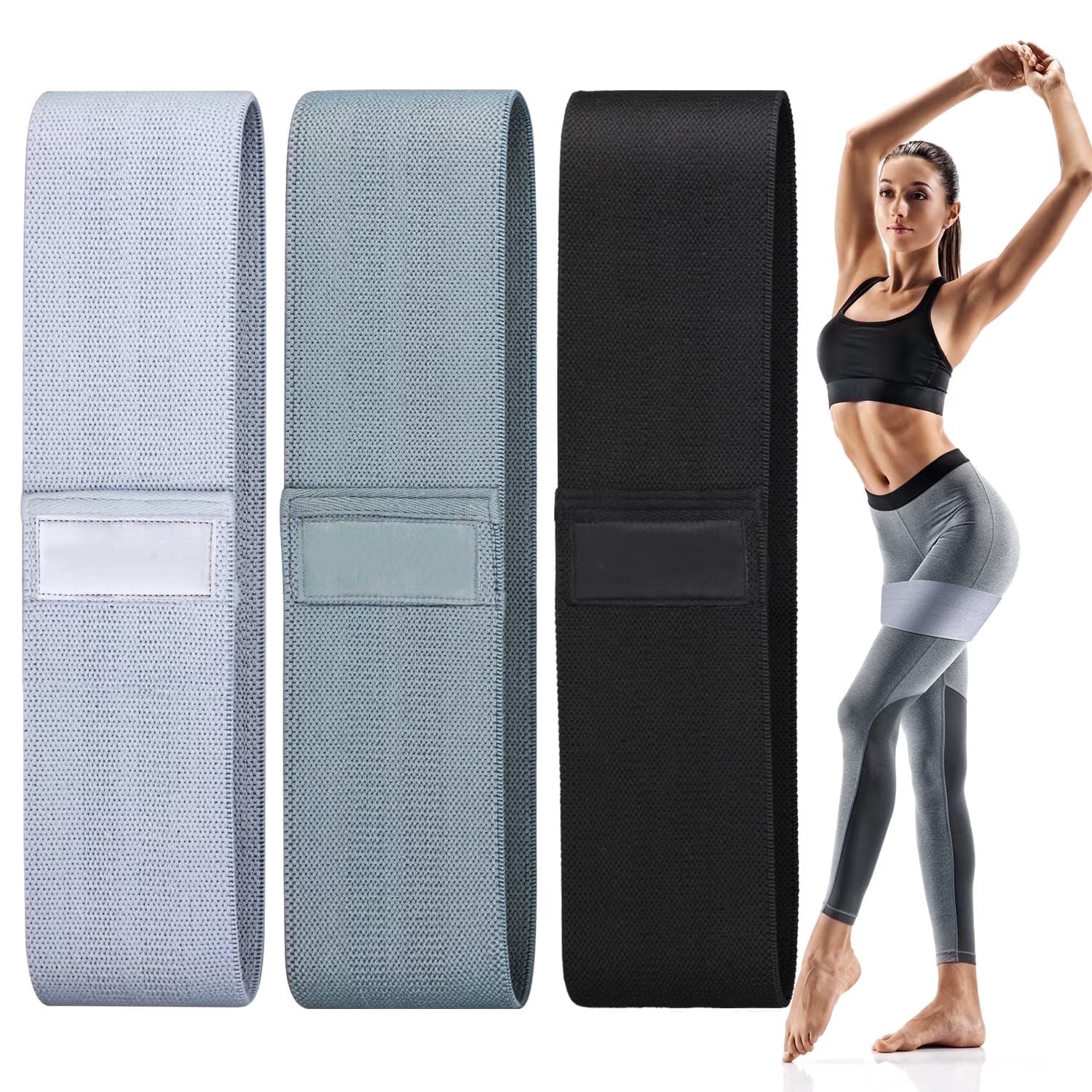 Non Slip Resistance Bands for Legs and Butt - 3 Levels Workout Bands ...