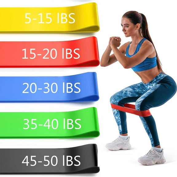 Yescom 5 Pack Resistance Loop Bands Set, 10-80 Lbs, Latex, Home Gym ...