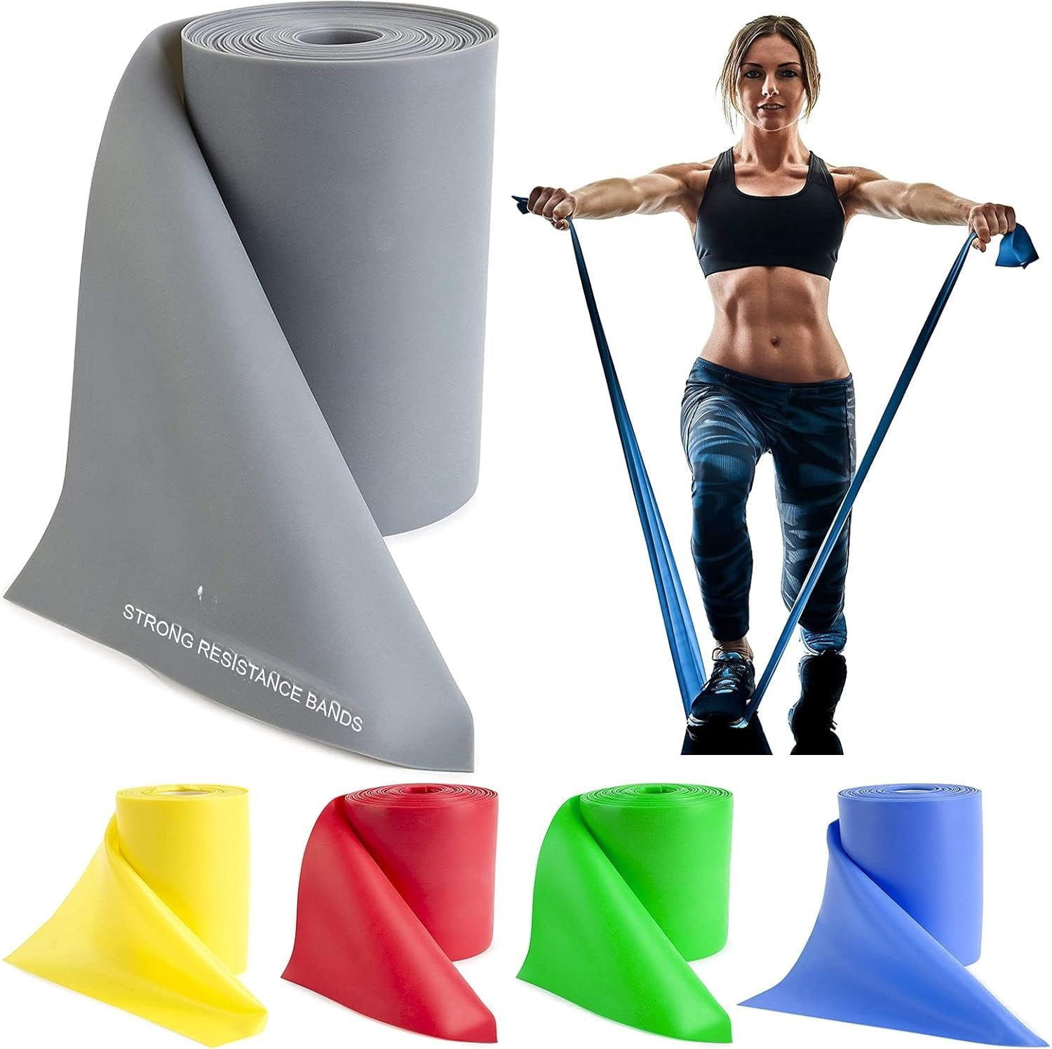 Resistance Bands Professional 8,16, 25, 50 Yards Bulk Rolls. Latex-Free ...