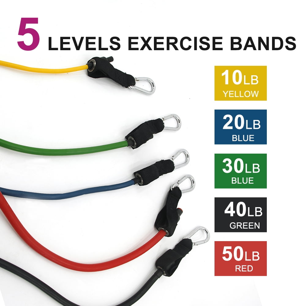 Resistance Bands Set 5 PC with Handles Door Anchor Ankle Strap for Home ...