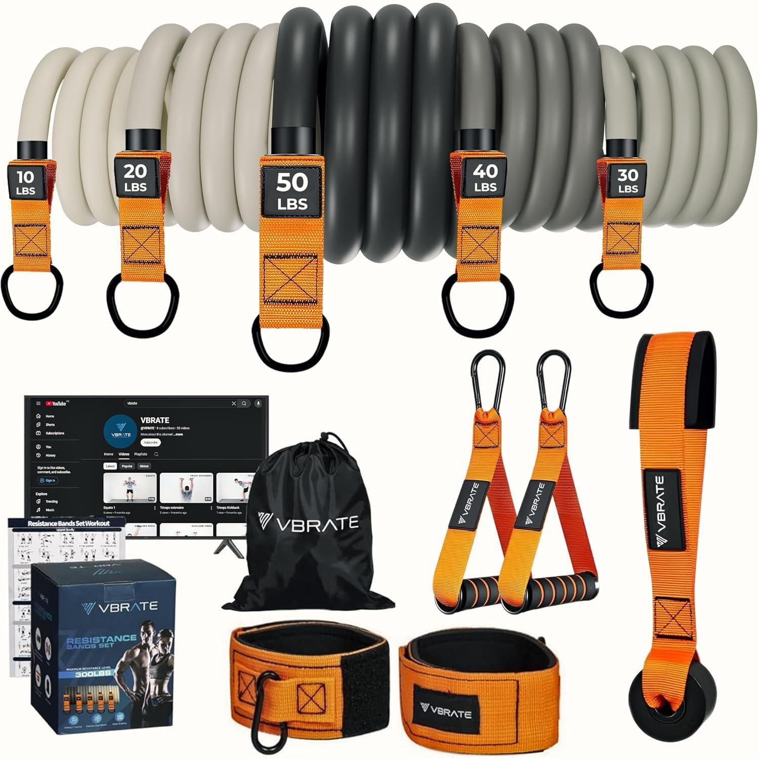 Resistance Bands Set - Heavy Exercise Bands with Handles, Door Anchor ...