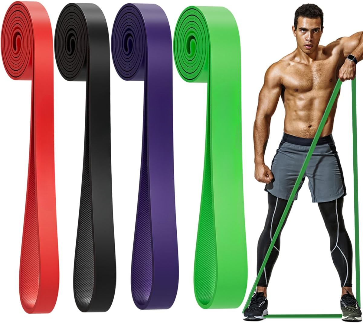 Resistance Bands Set for Pull-Up Assistance & Full-Body Training, Multi ...