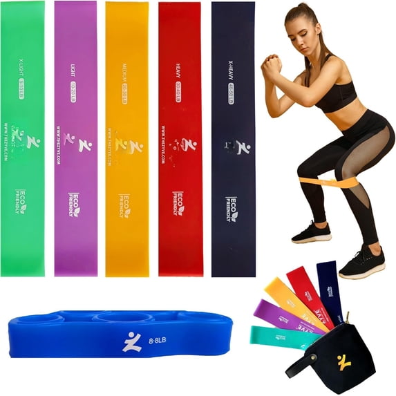 Resistance Bands Set for Women & Men -12" Rubber Exercise Loop Bands ...
