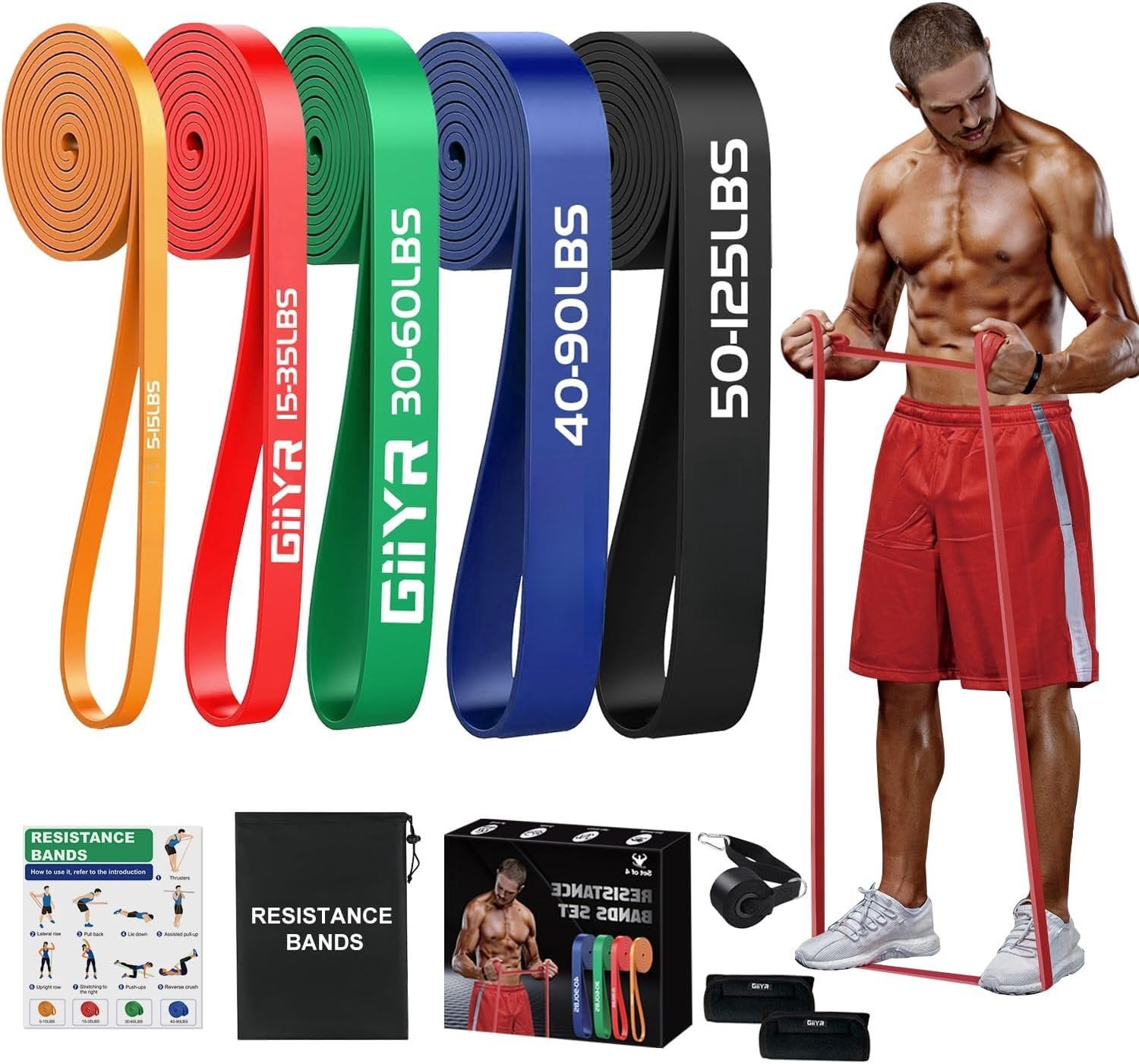 Resistance Bands Set for Men & Women - 4 Levels Exercise Band with Door ...