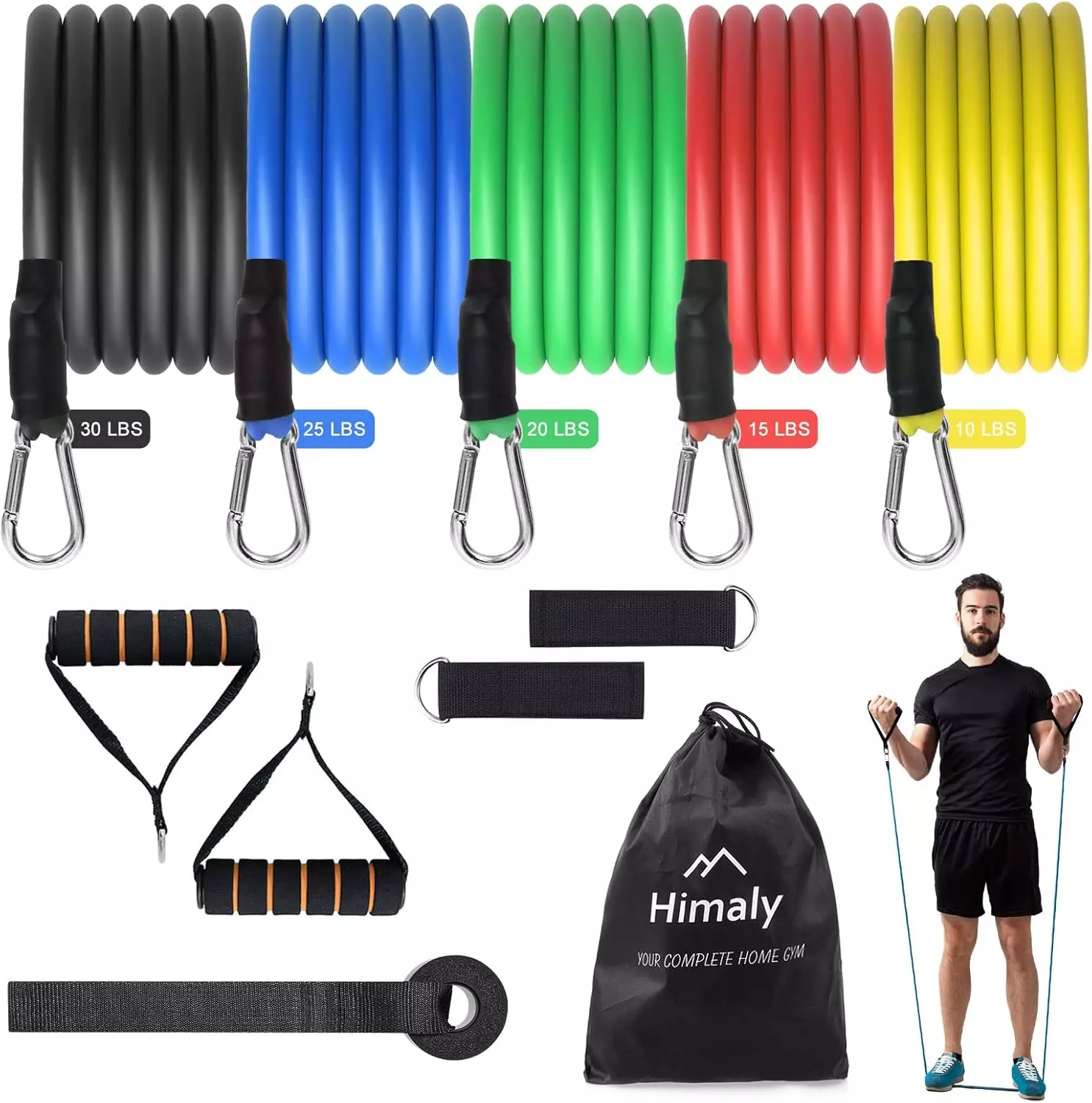 Resistance Bands Set with Ankle Straps, Door Anchor, Handles & Carry ...