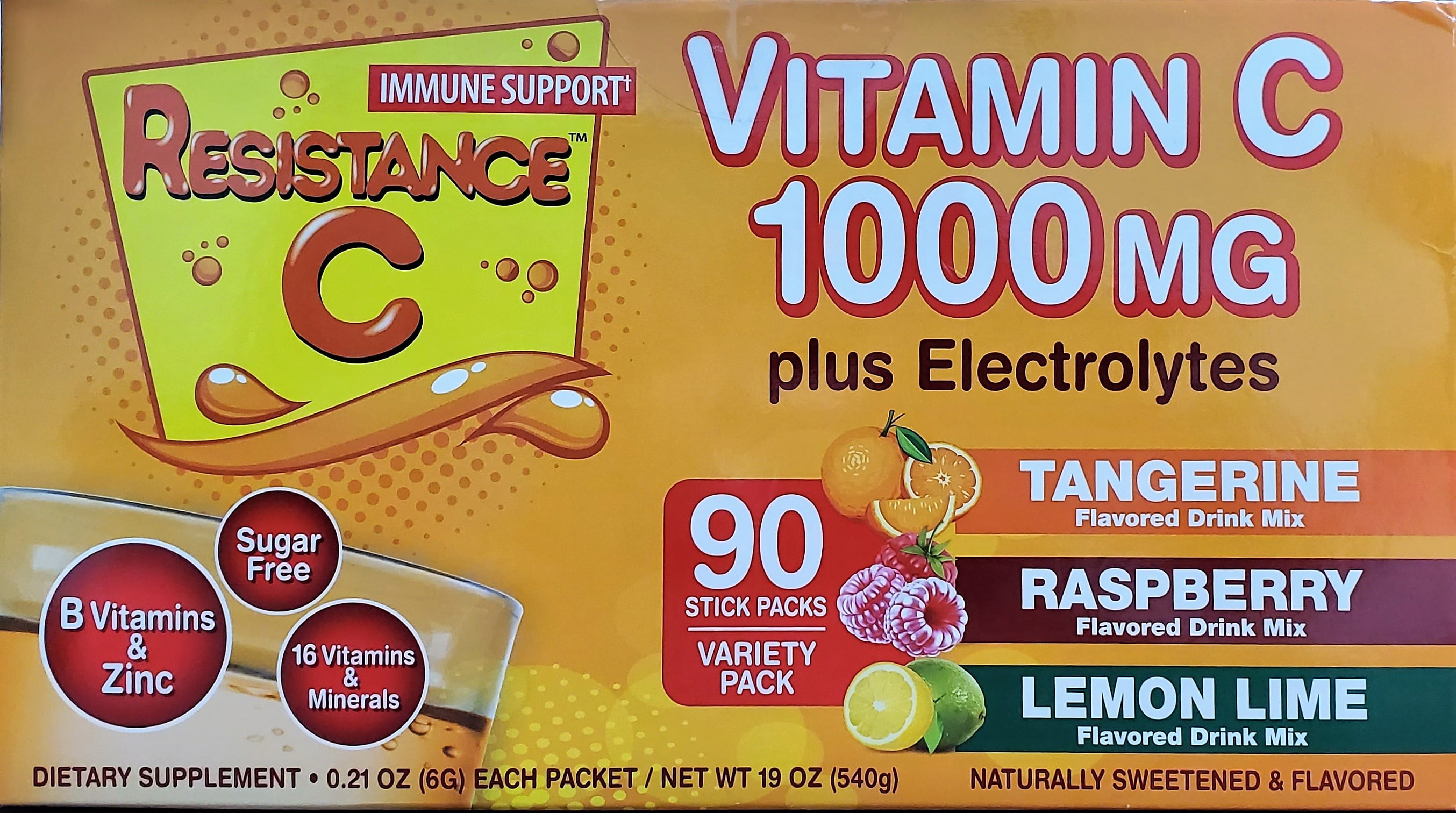 Resistance C Immune Support 1000 MG, Electrolytes, 90 Count, Variety ...