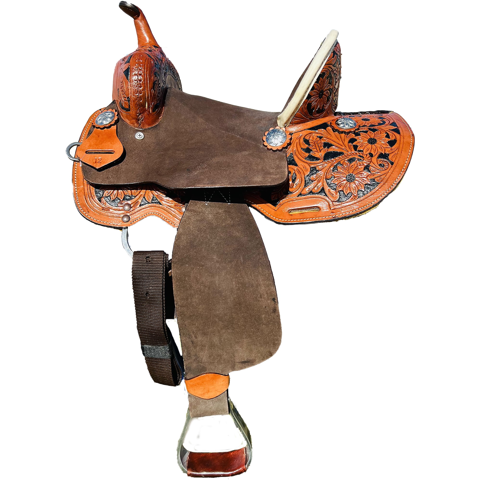Resistance Floral Tooled Hard Seat Saddle | Western 10" 12" 13" Kids ...