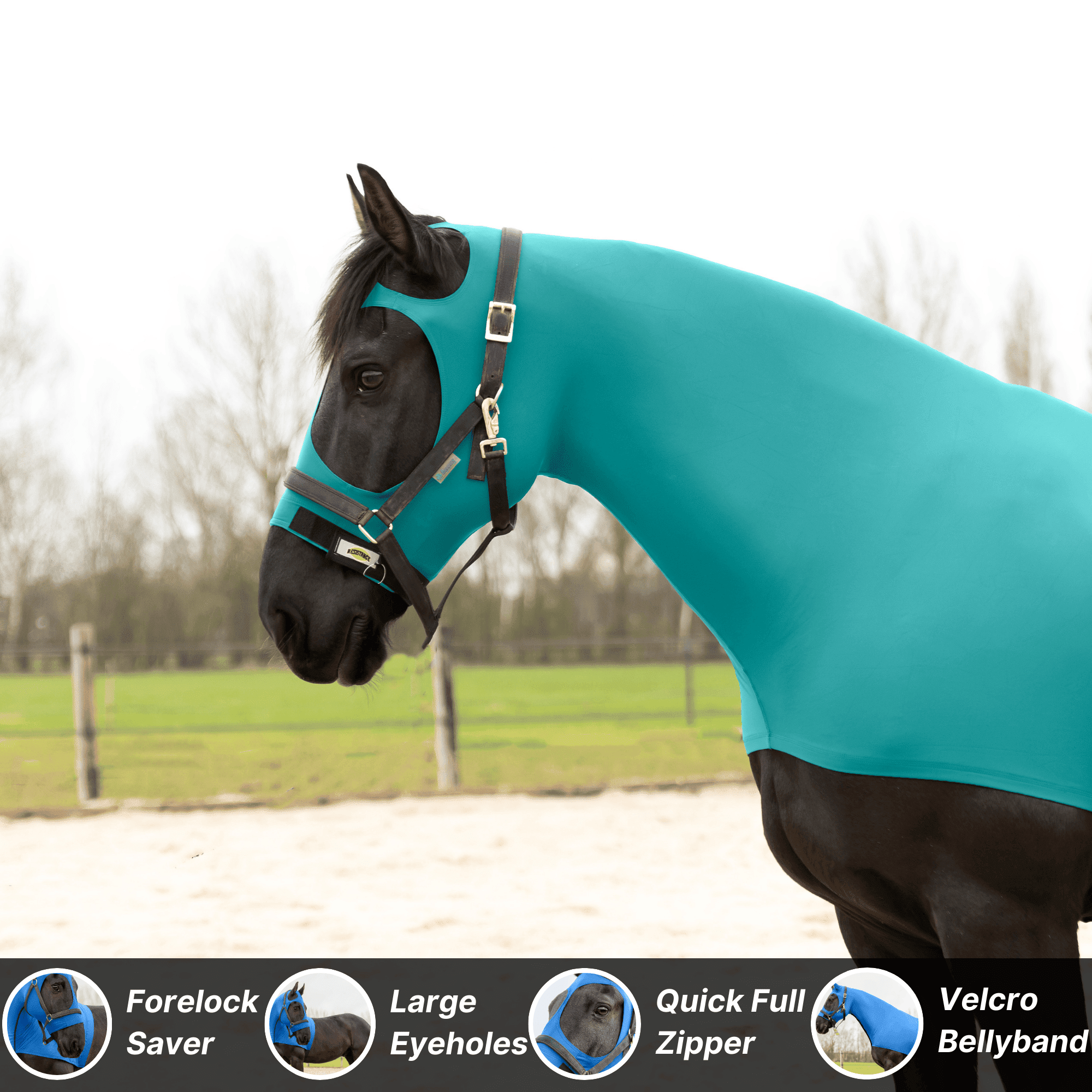 Resistance Horse Hood Slinky Lycra Zippered Mane Braid Shoulder Guard ...
