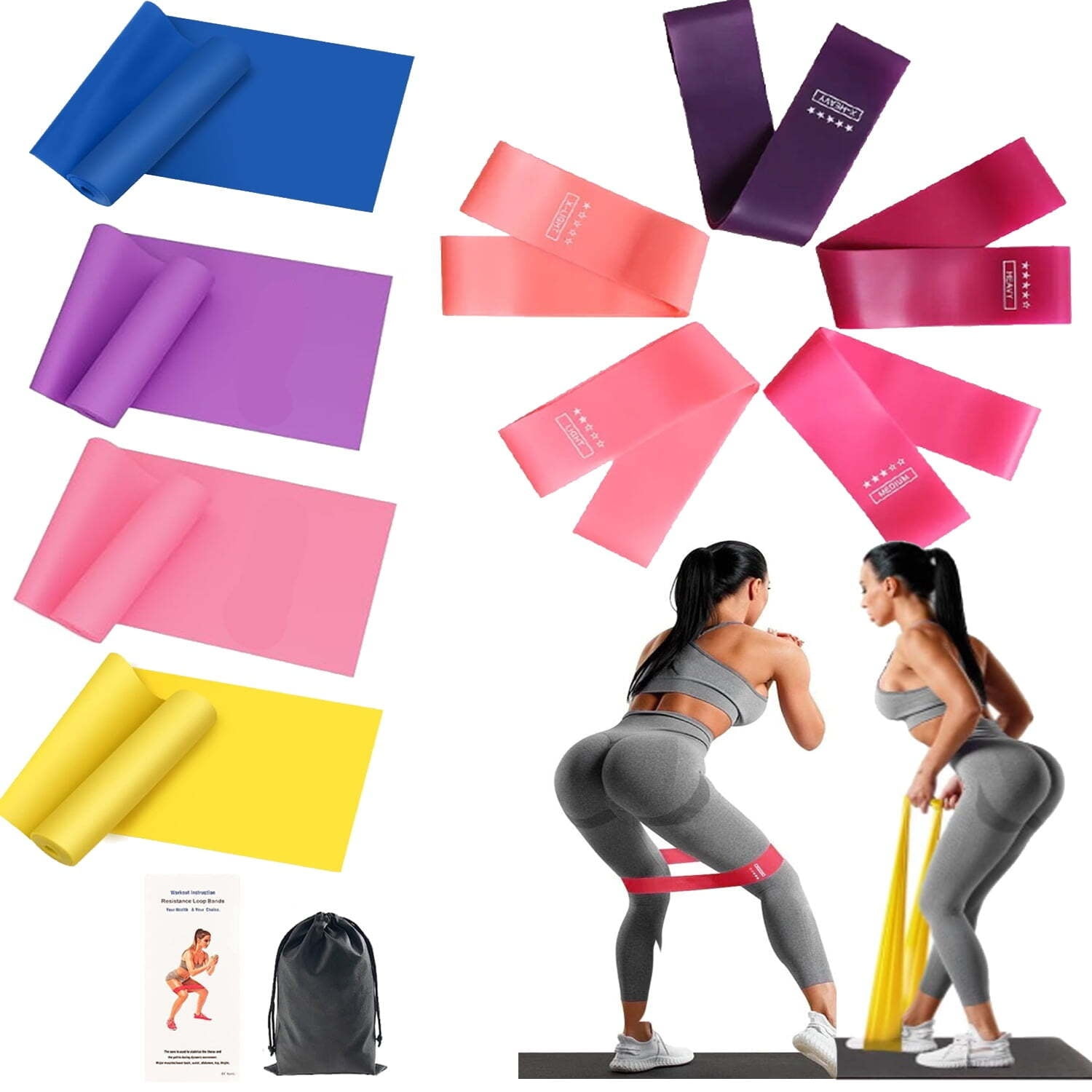 Resistance Loop Sport Exercise Bands Outdoors Natural Latex, Pink ...