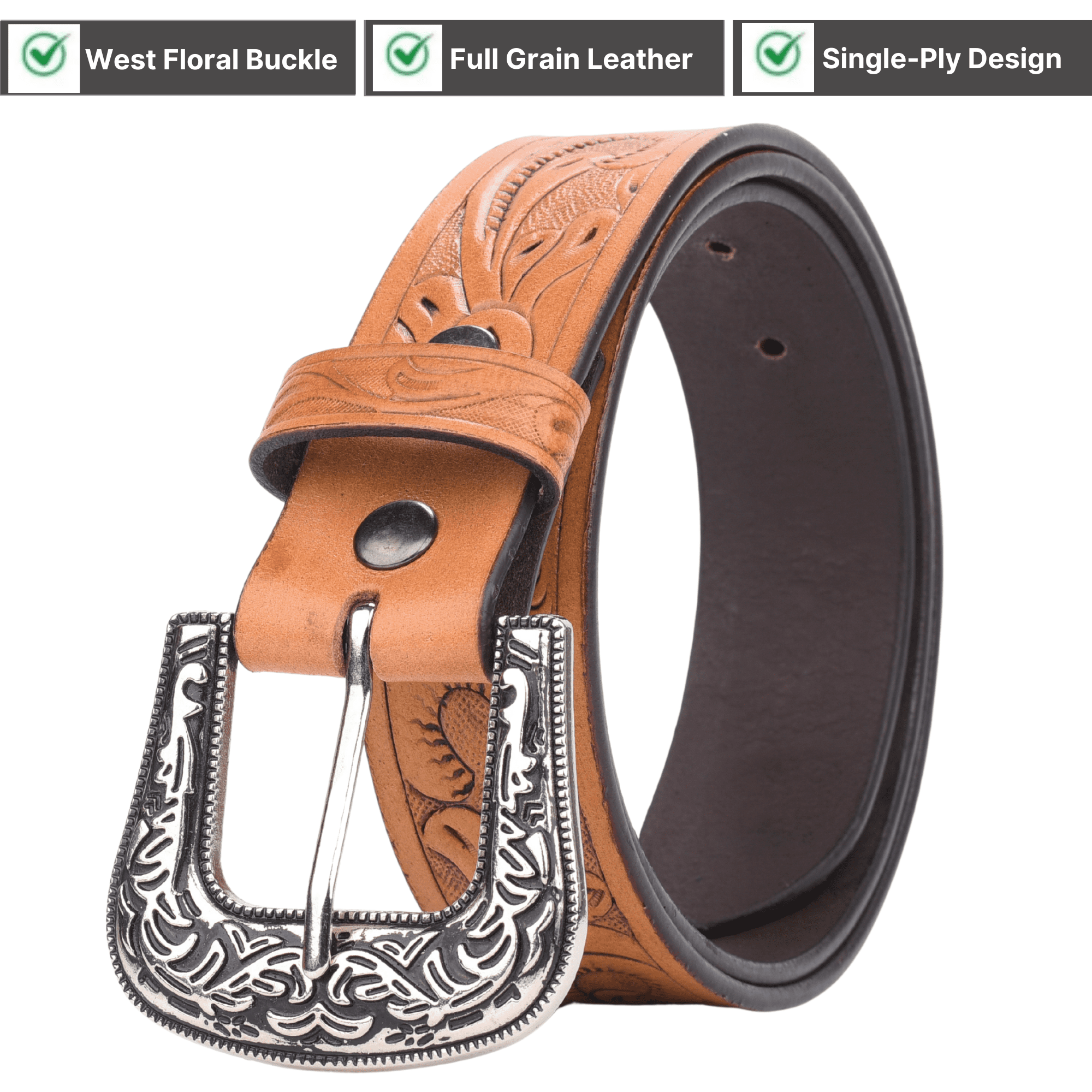 Resistance Premium Leather Western Cowboy Belts WITH BUCKLE Stylish and ...