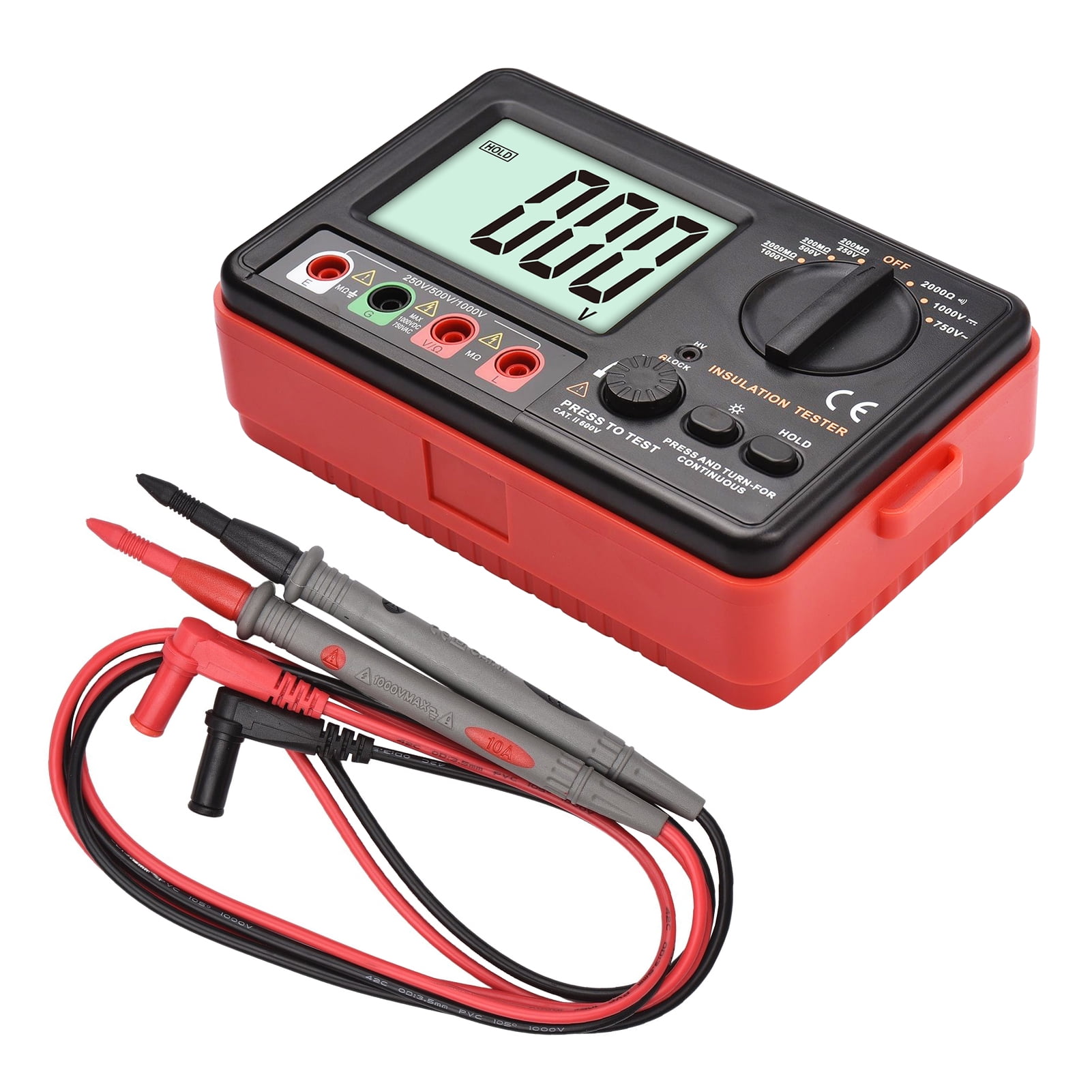 Resistance Tester, 250v/ 500v/ Display 250v/ 1000v 750v Resistance ...