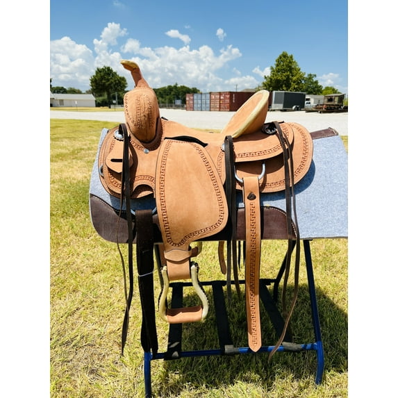 Resistance Western Border Tooled Rough Out Ranch Saddle - Walmart.com