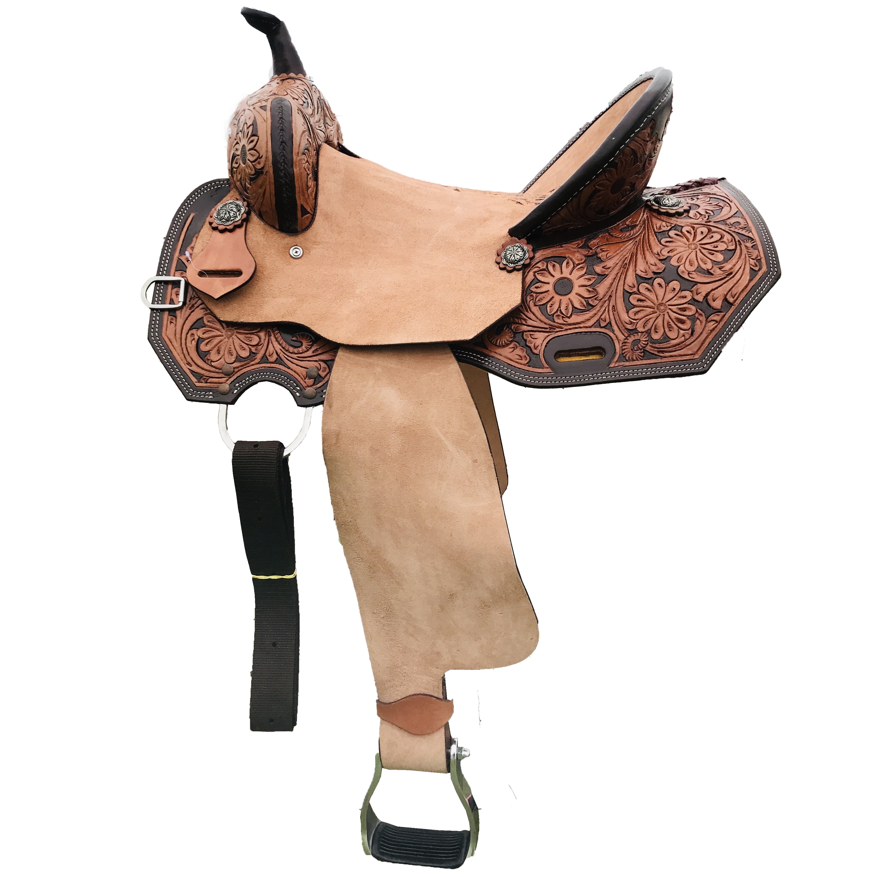 Resistance Western Solid Tree Leather Barrel Saddle - Walmart.com