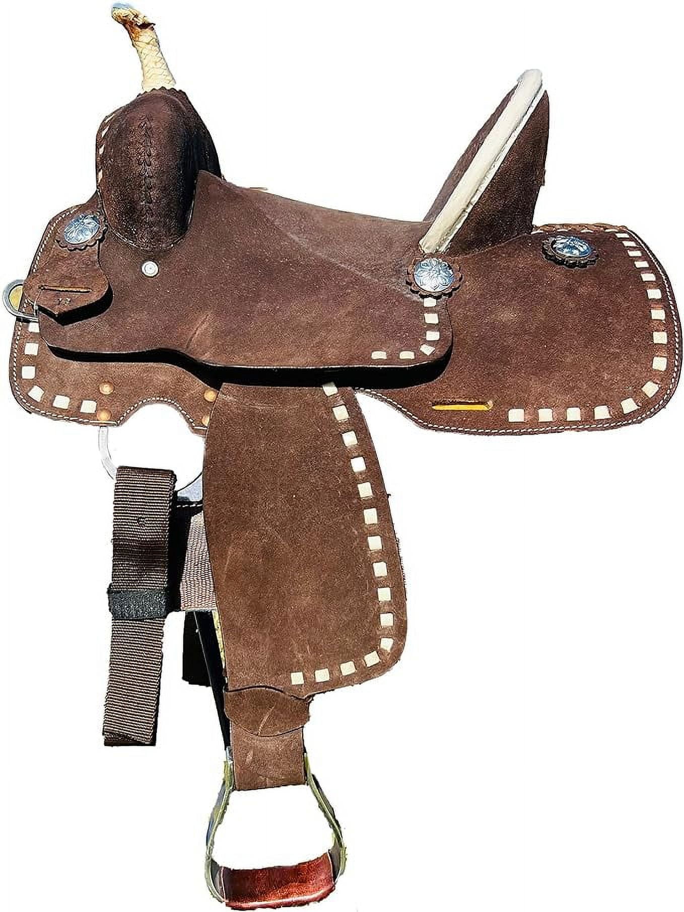 Resistance Youth Rough Out Hard Seat Western Barrel Saddle With White ...