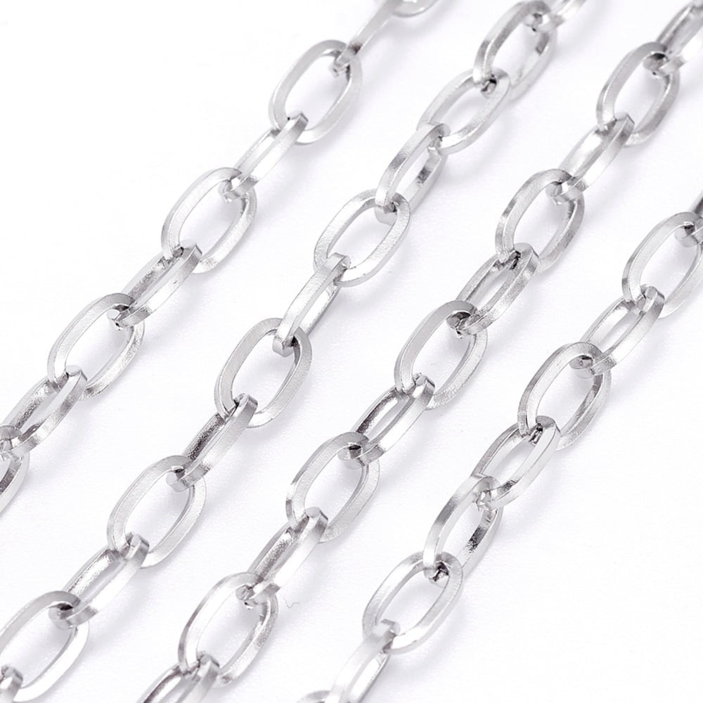 Resistant 304 Stainless Steel Cable Chains Unwelded with Spool Flat ...