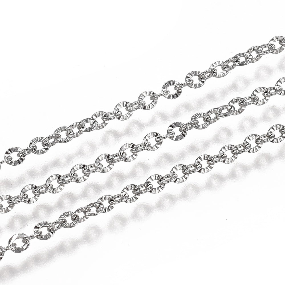 Resistant 304 Stainless Steel Cable Chains with Spool Soldered Textured ...
