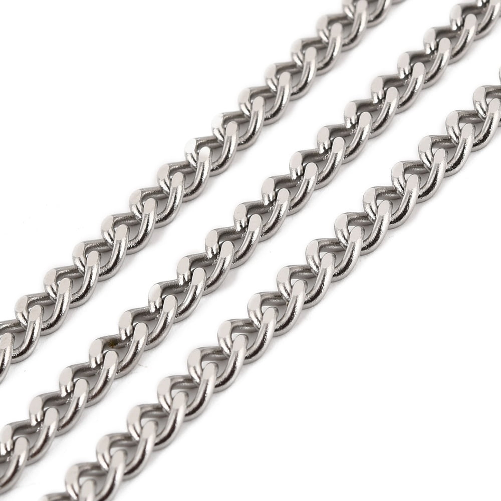 Resistant 304 Stainless Steel Cuban Link Chains Unwelded with Spool ...