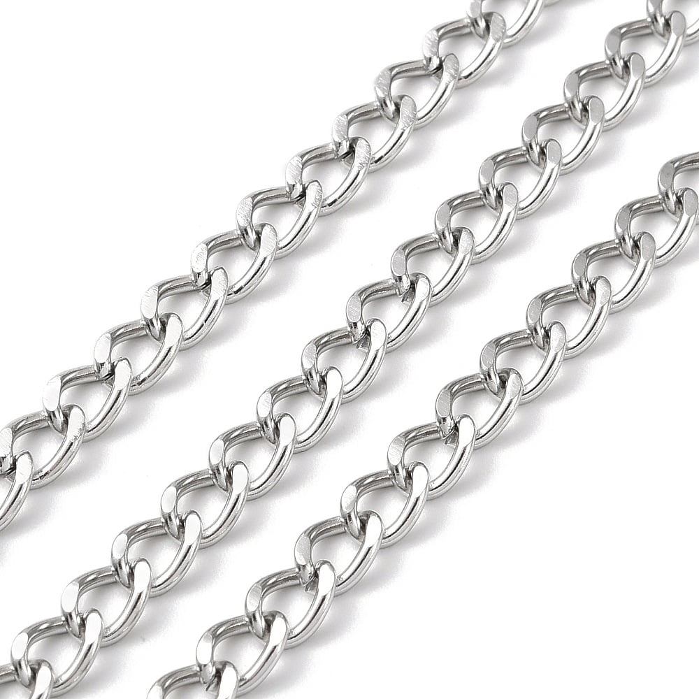 Resistant 304 Stainless Steel Faceted Curb Chains Unwelded with Spool ...