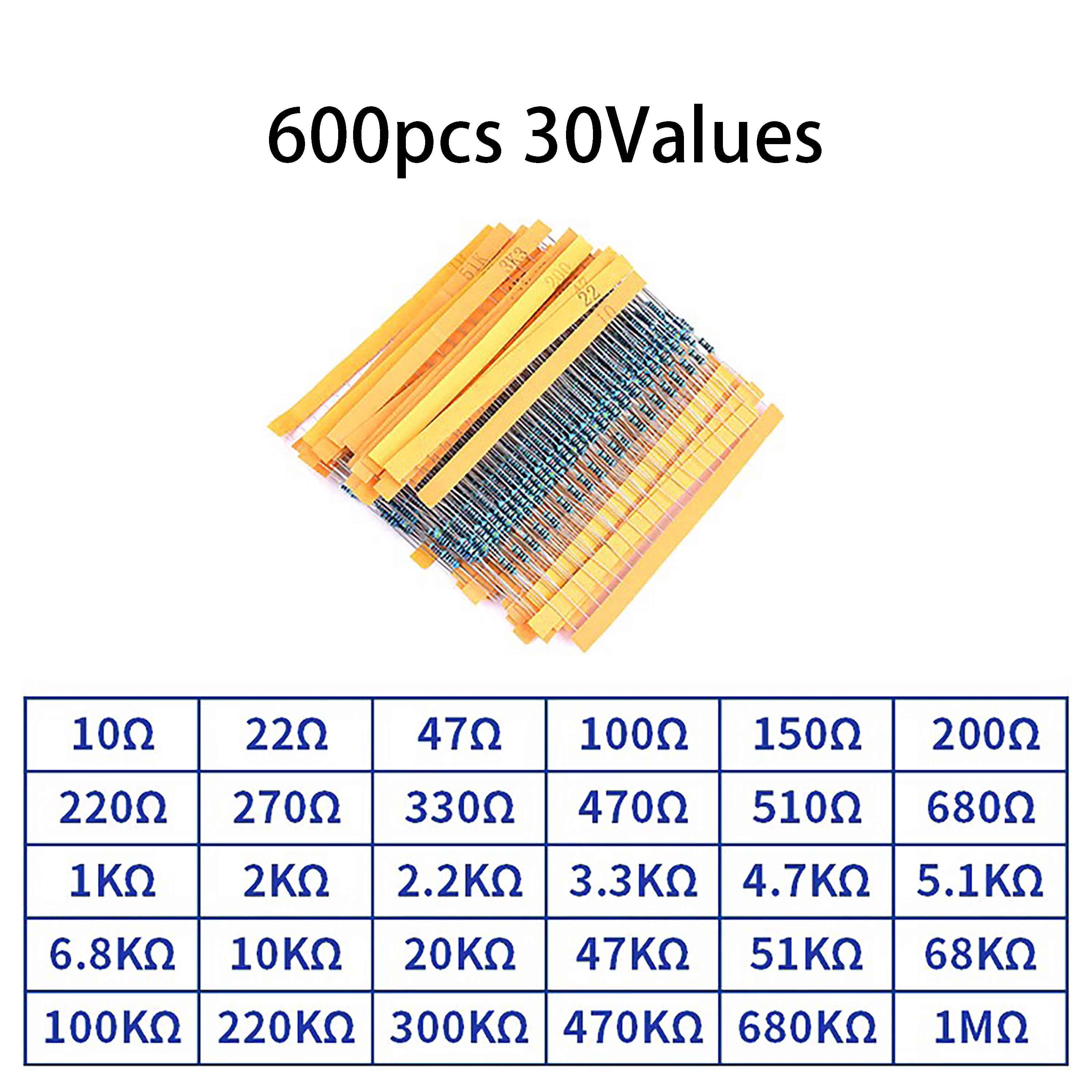 Resistor Assortment Kit, 1/4w (0.25Watt) ±1% ±50ppm/℃ Metal Film ...