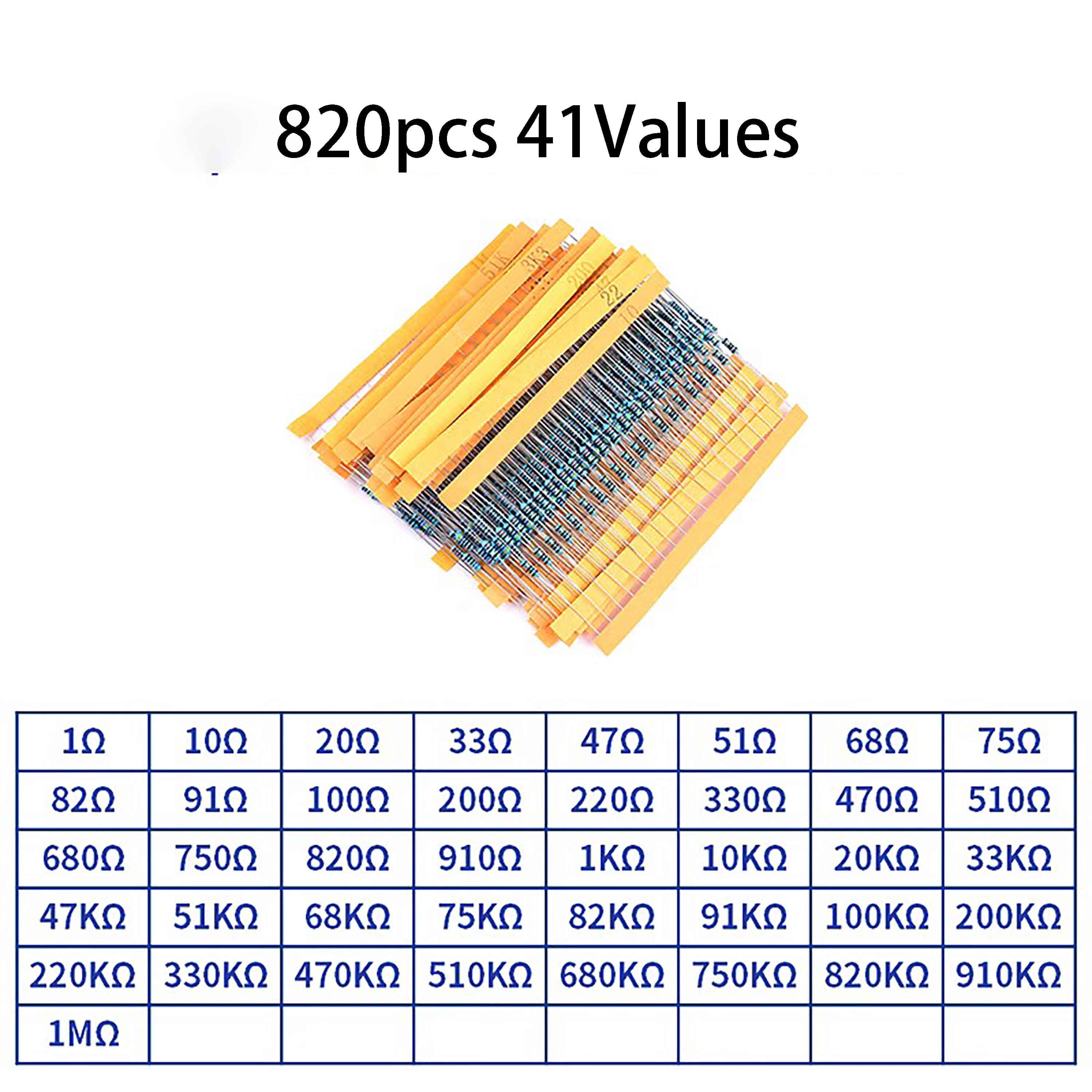 Resistor Assortment Kit, 1/4w (0.25Watt) ±1% ±50ppm/℃ Metal Film ...