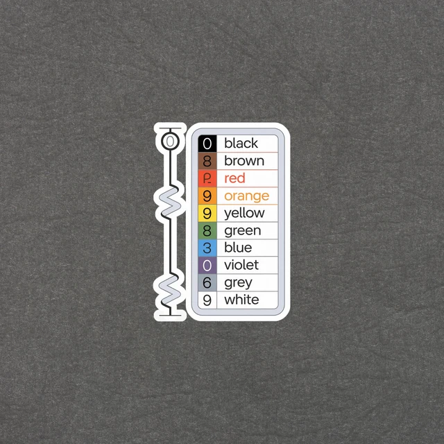 Resistor Color Code Reference Sticker - Electronics Cheat Sheet ...