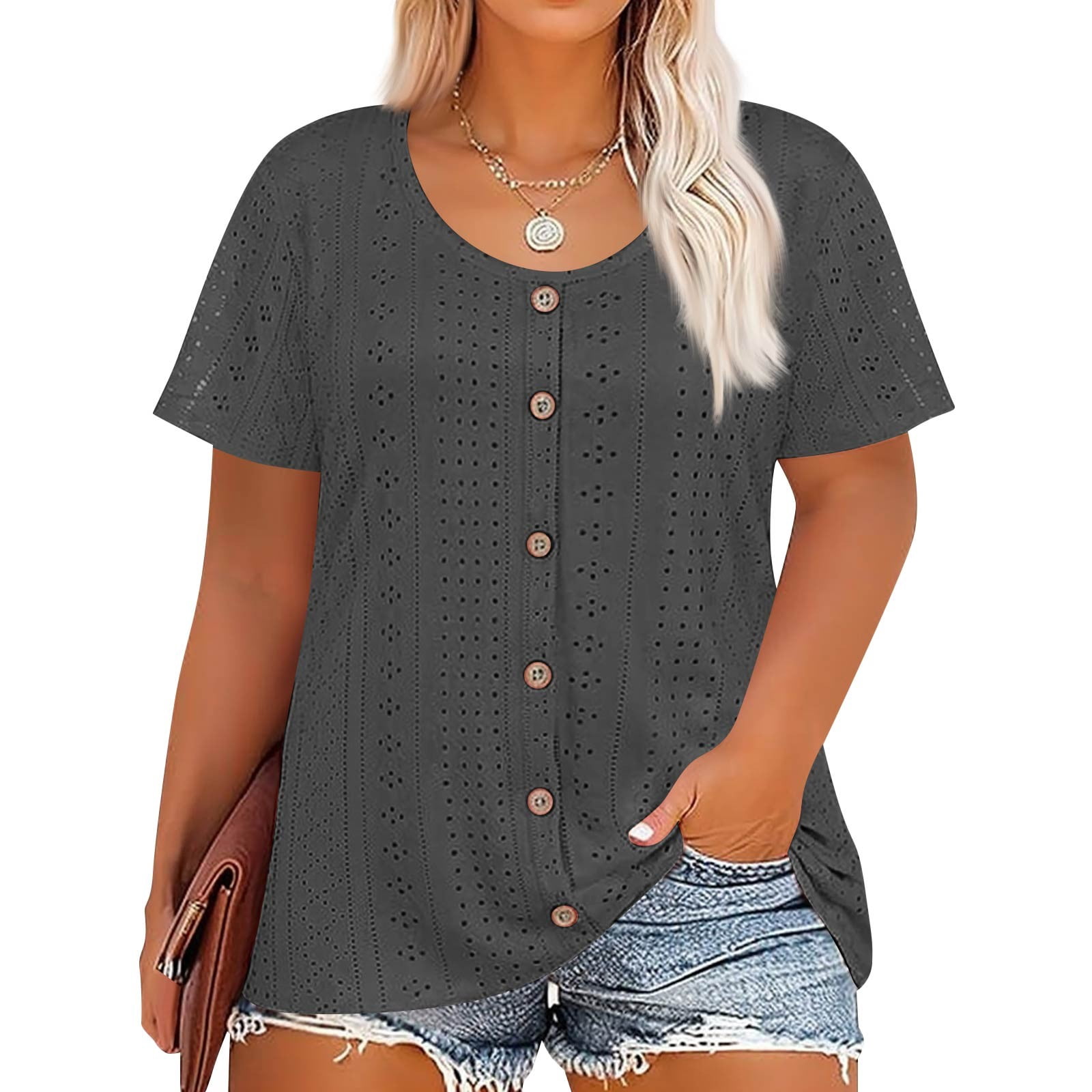 Resivox Womens Plus Size Tops 4x-5x Trendy Crew Neck Tunic Shirts Basic ...