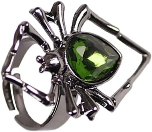 Resize-able Green 3D Spider Ring Re-sizeable Black Silver Green ...